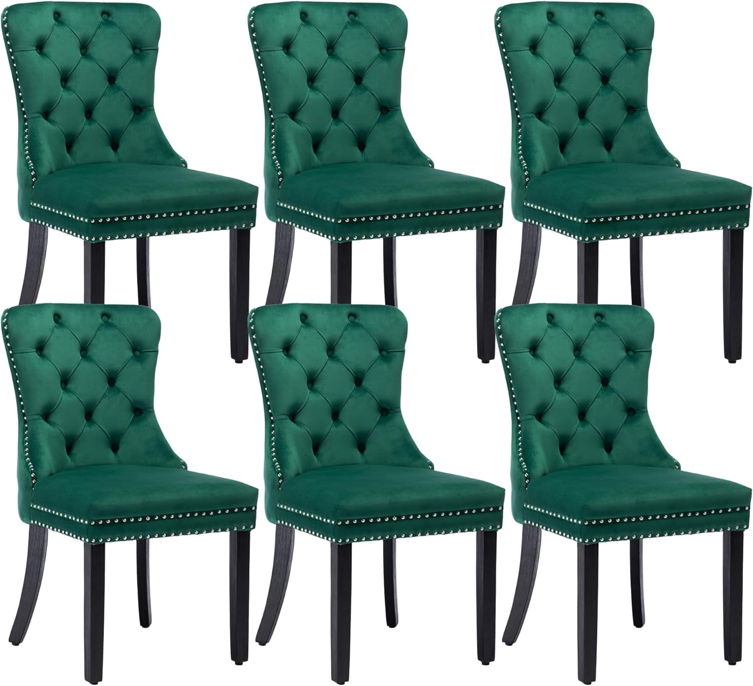 KCC Velvet Dining Chairs Set of 6, Upholstered High-end Tufted Dining ...