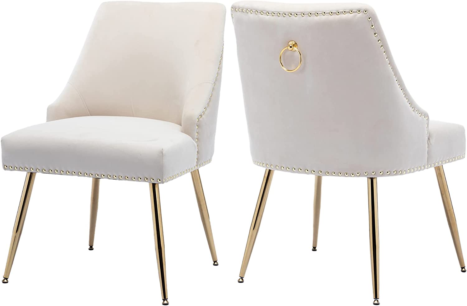 KCC Velvet Dining Room Chairs Set of 2 Nailhead Back Ring Pull Trim ...