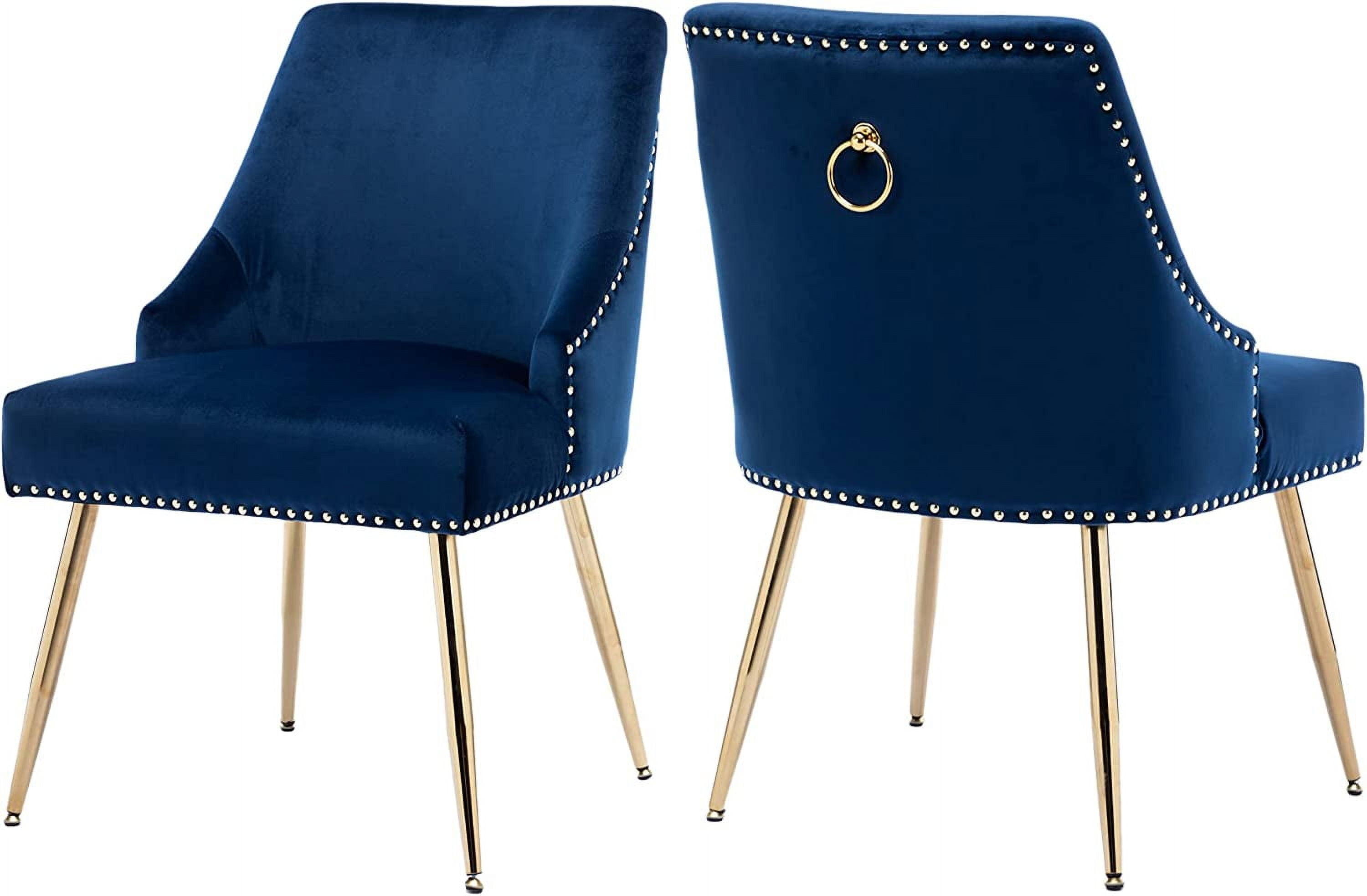 KCC Velvet Dining Room Chairs Set of 2 Nailhead Back Ring Pull Trim ...