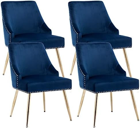 KCC Velvet Dining Room Chairs Set of 4 Nailhead Back Ring Pull Trim ...