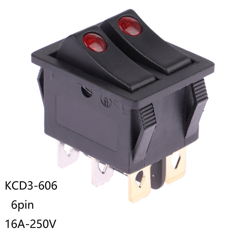 KCD3-606 Double Rocker Switch With Light ON/OFF 6Pin Power Button ...