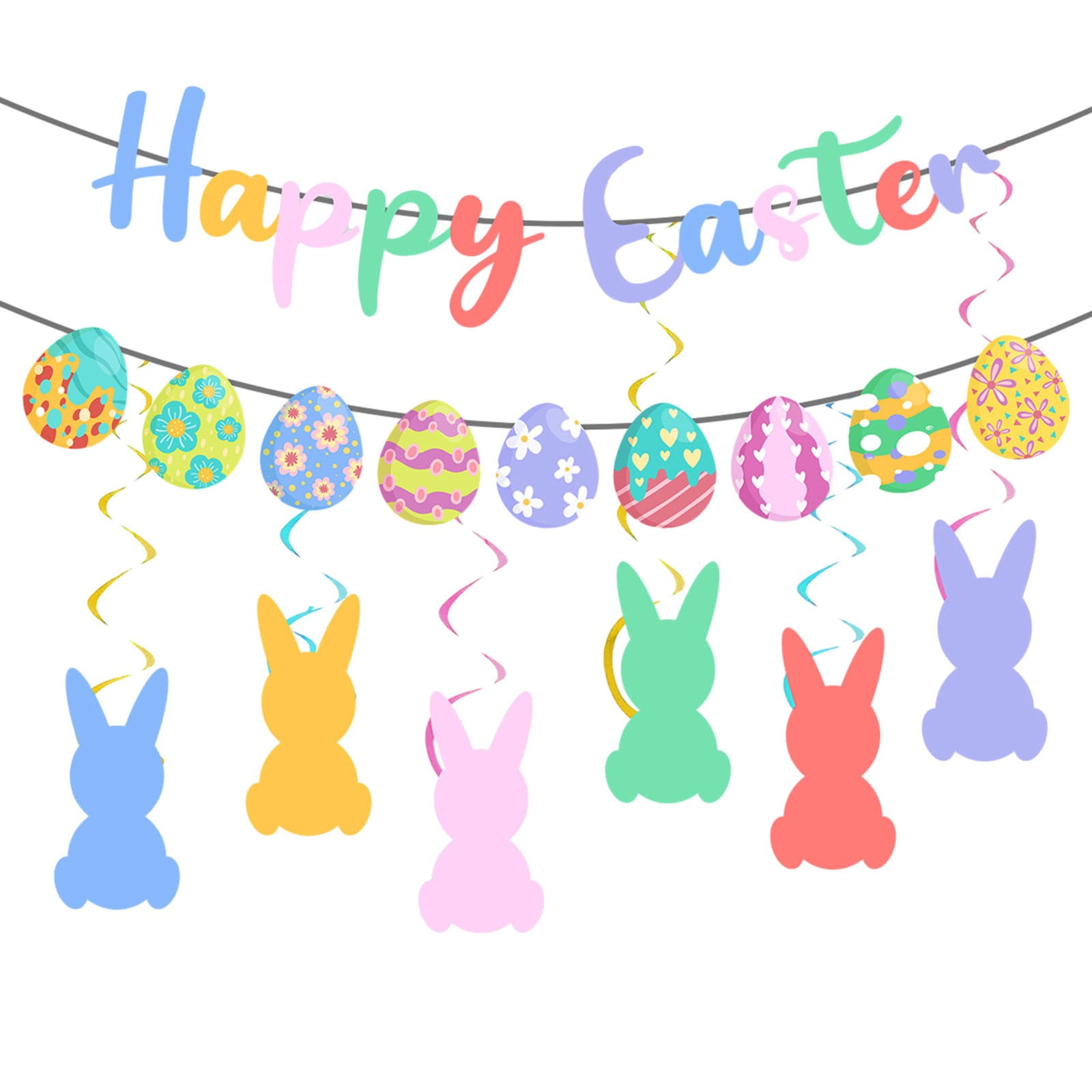 KCEHTA Easter Banner, Happy Easter Banner, Easter Hanging Paper Banner ...