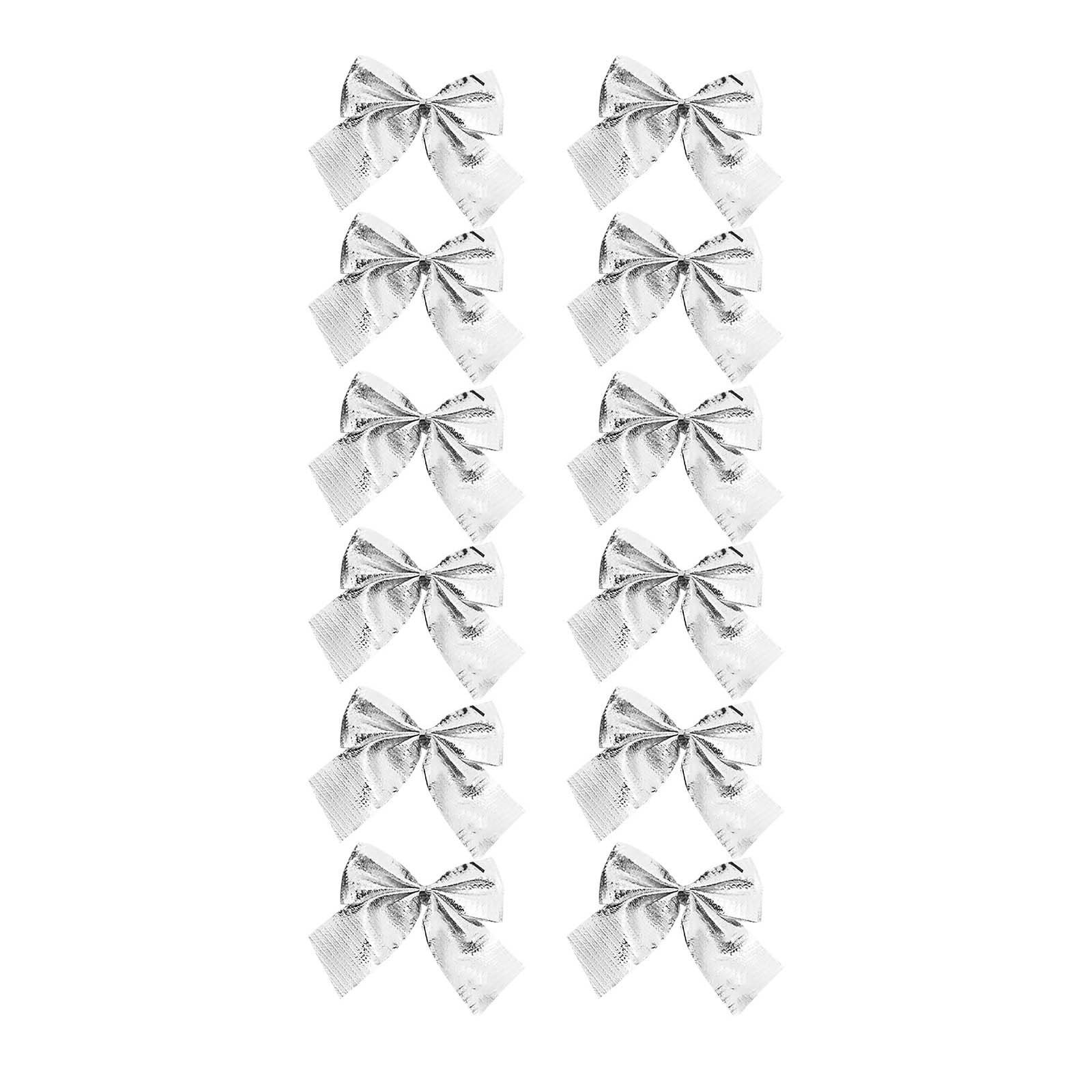 KCEHTA Silver Christmas Bows, 12Pcs Christmas Tree Bows, Christmas ...