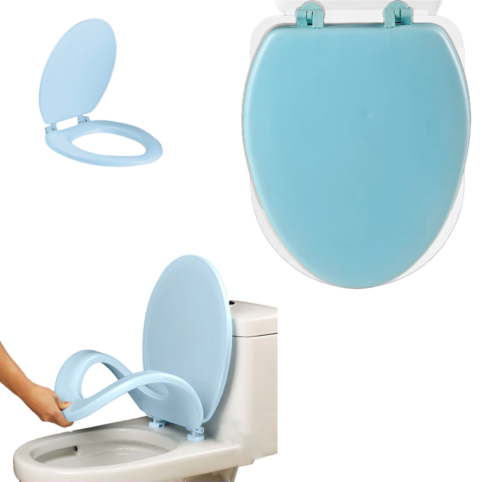 KCEHTA Soft Elongated Vinyl Toilet Seat, Slow Close Elongated Toilet ...