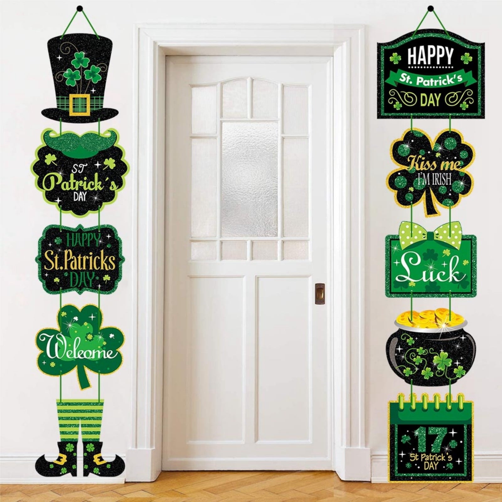KCEHTA St Patricks Day Door Sign Hanging Welcome Sign Irish Decorations ...