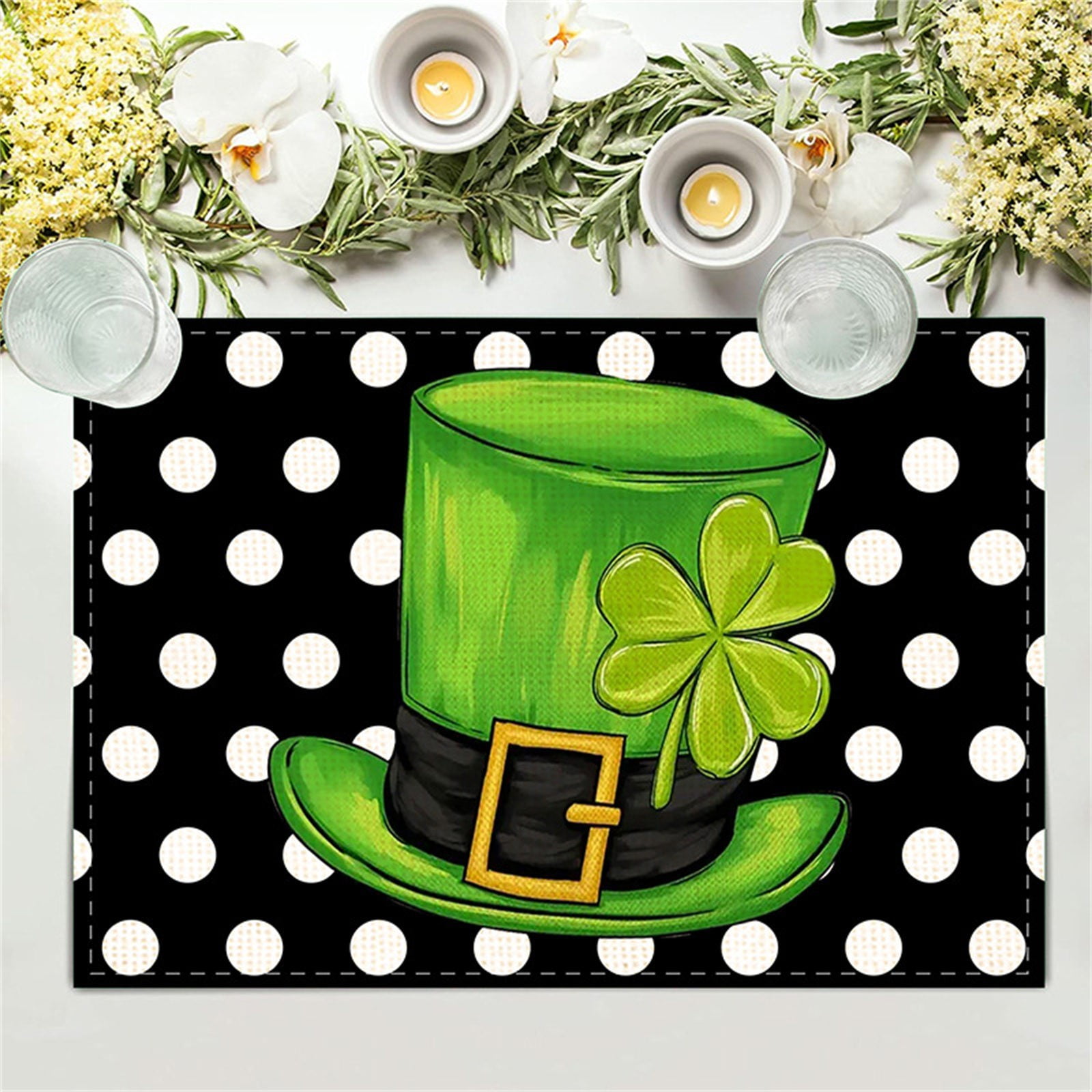 KCEHTA St Patricks Day Placemats Spring Green Shamrock Place Mats for ...