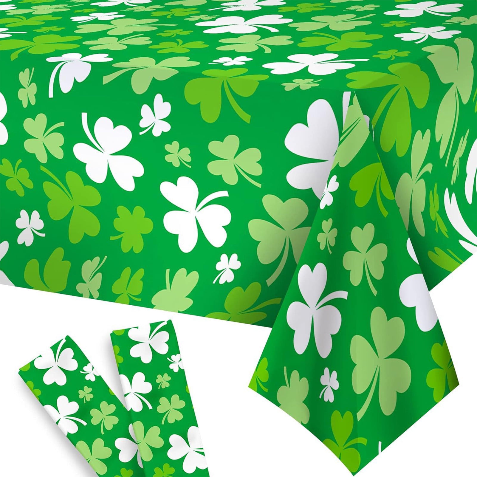 KCEHTA St Patricks Day Tablecloth Plastic Green Shamrock Table Cloth St ...