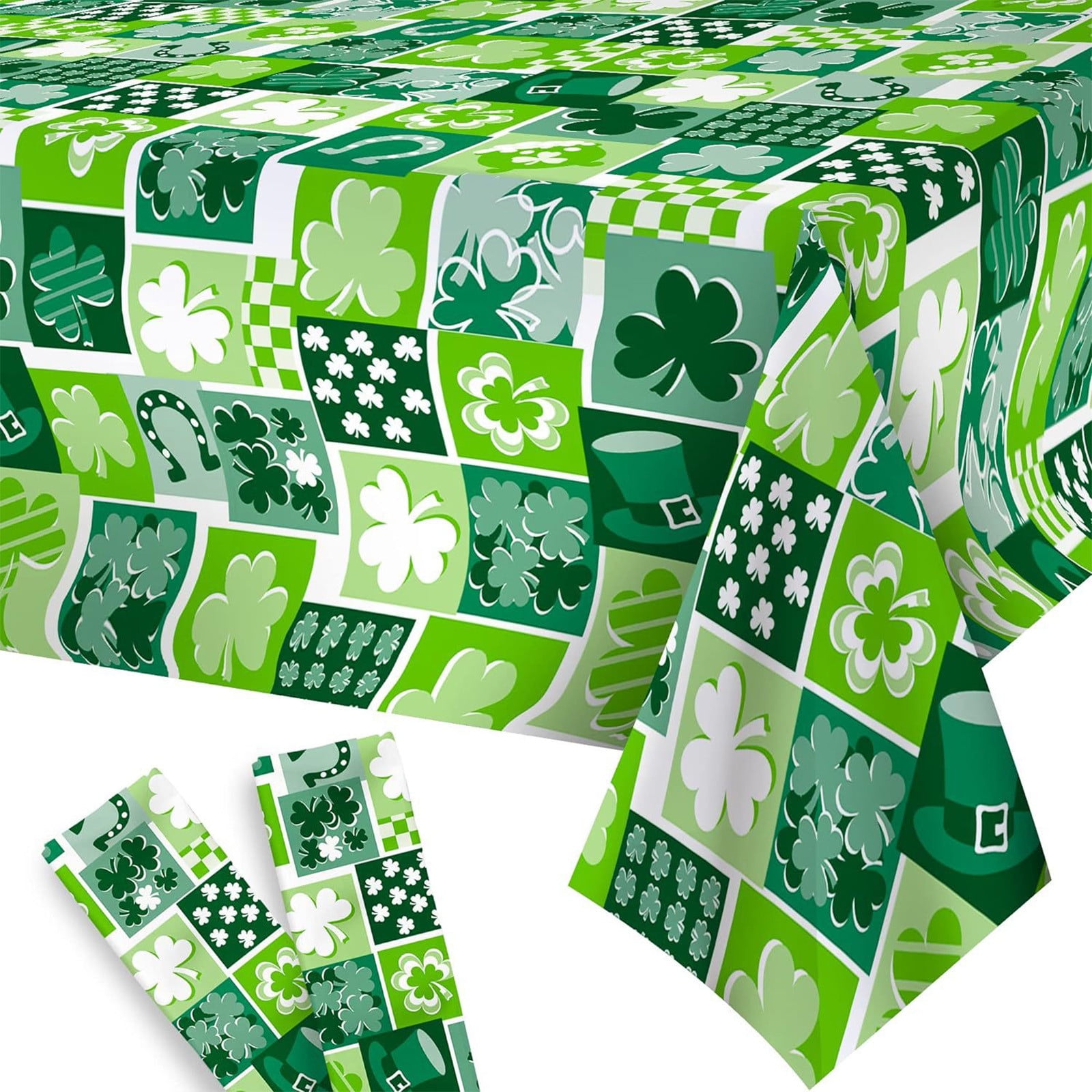 KCEHTA St Patricks Day Tablecloth Plastic Green Shamrock Table Cloth St ...
