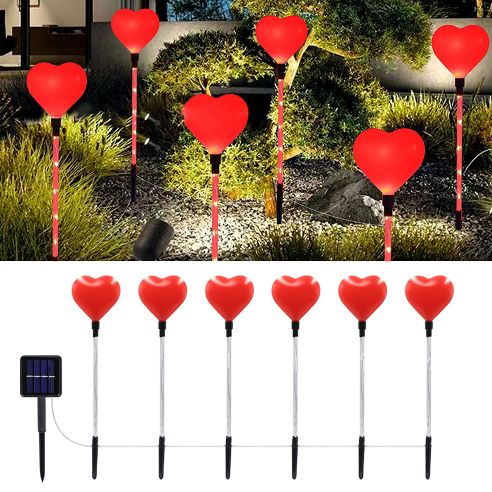 KCEHTA Valentine's Day Solar Lights, Set of 6 Solar Heart Lights ...