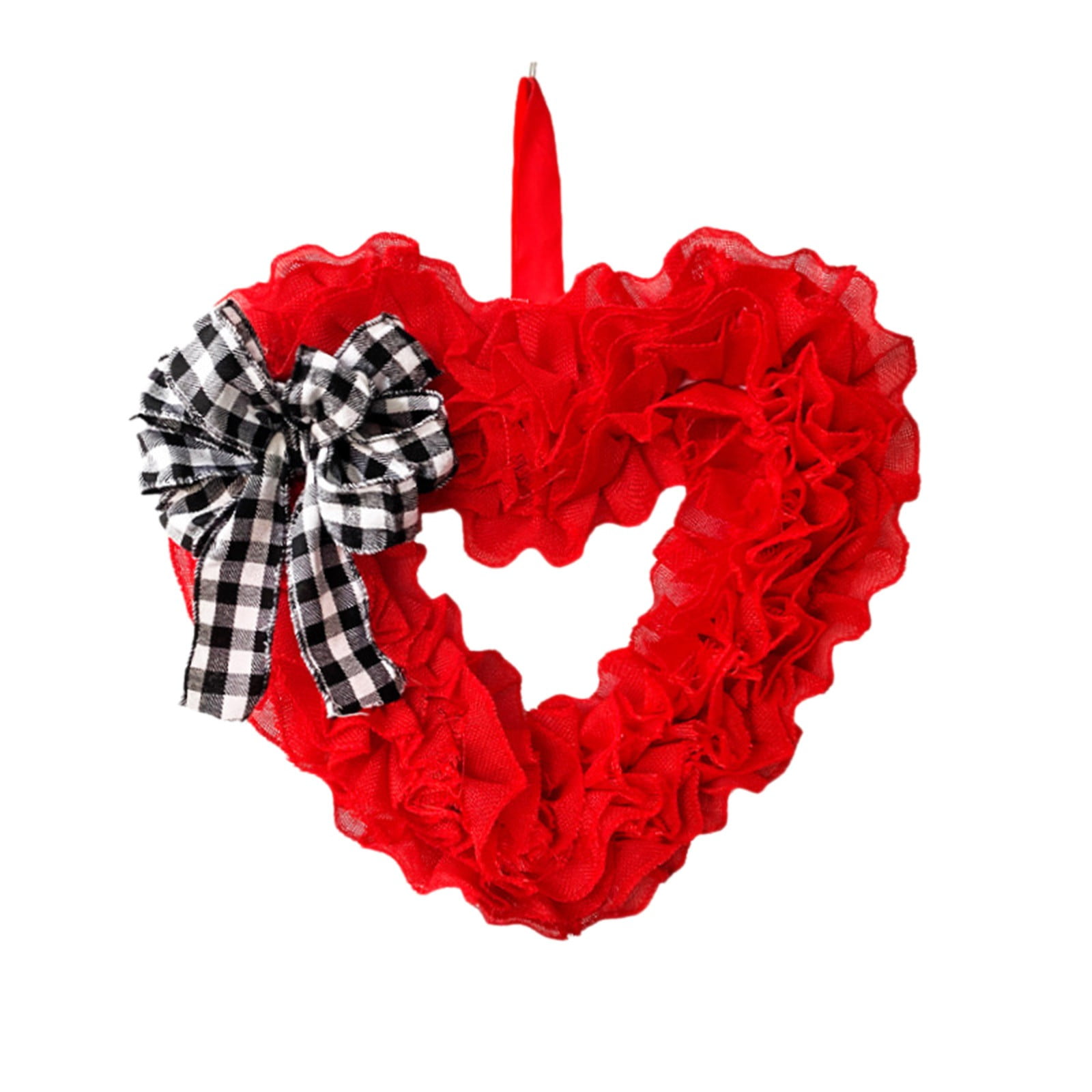 KCEHTA Valentines Day Heart Wreath, 14 Inch Red Heart Shaped Wreath ...