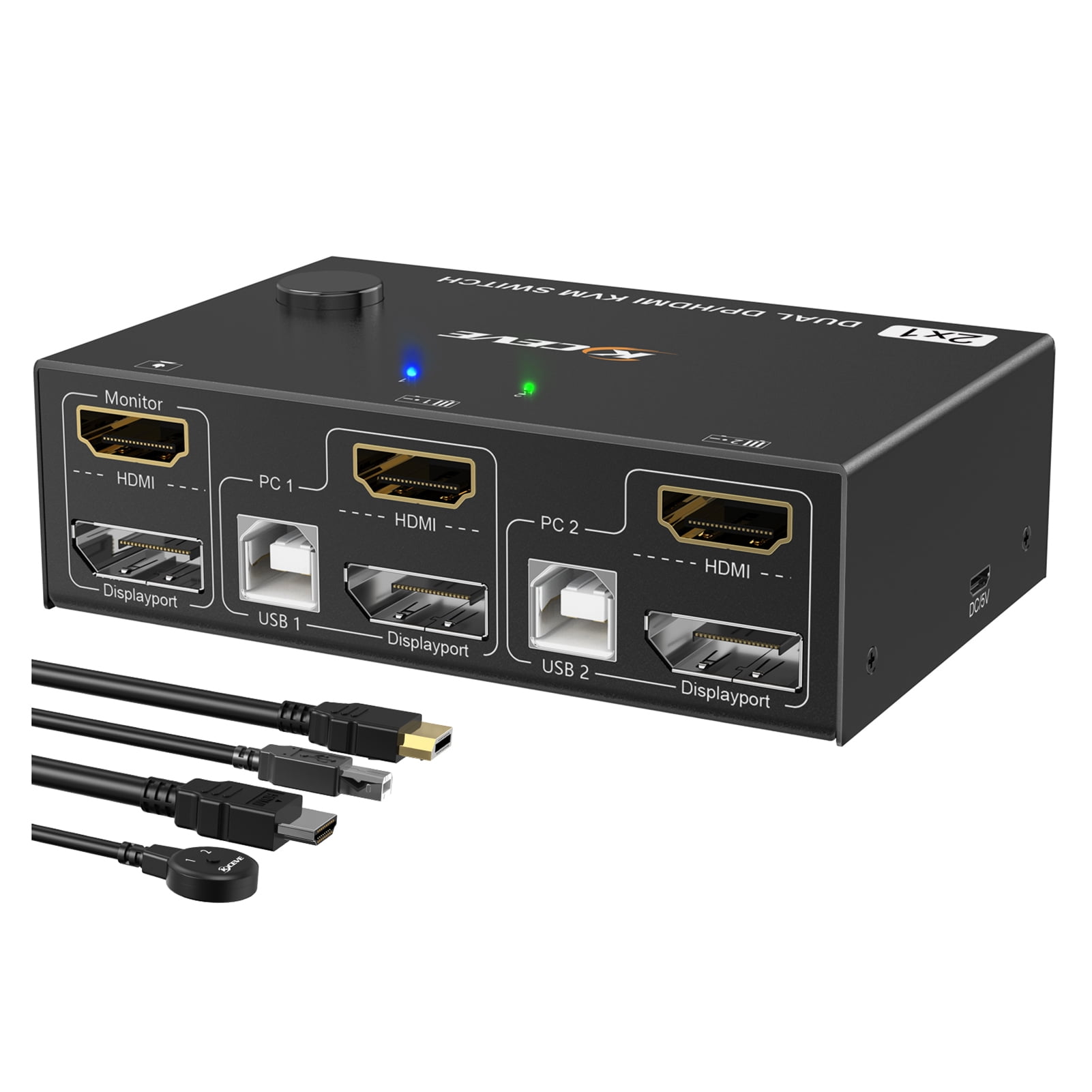 KCEVE KVM,4K@60Hz Dual-Compatible DP/ KVM Switch - Walmart.com