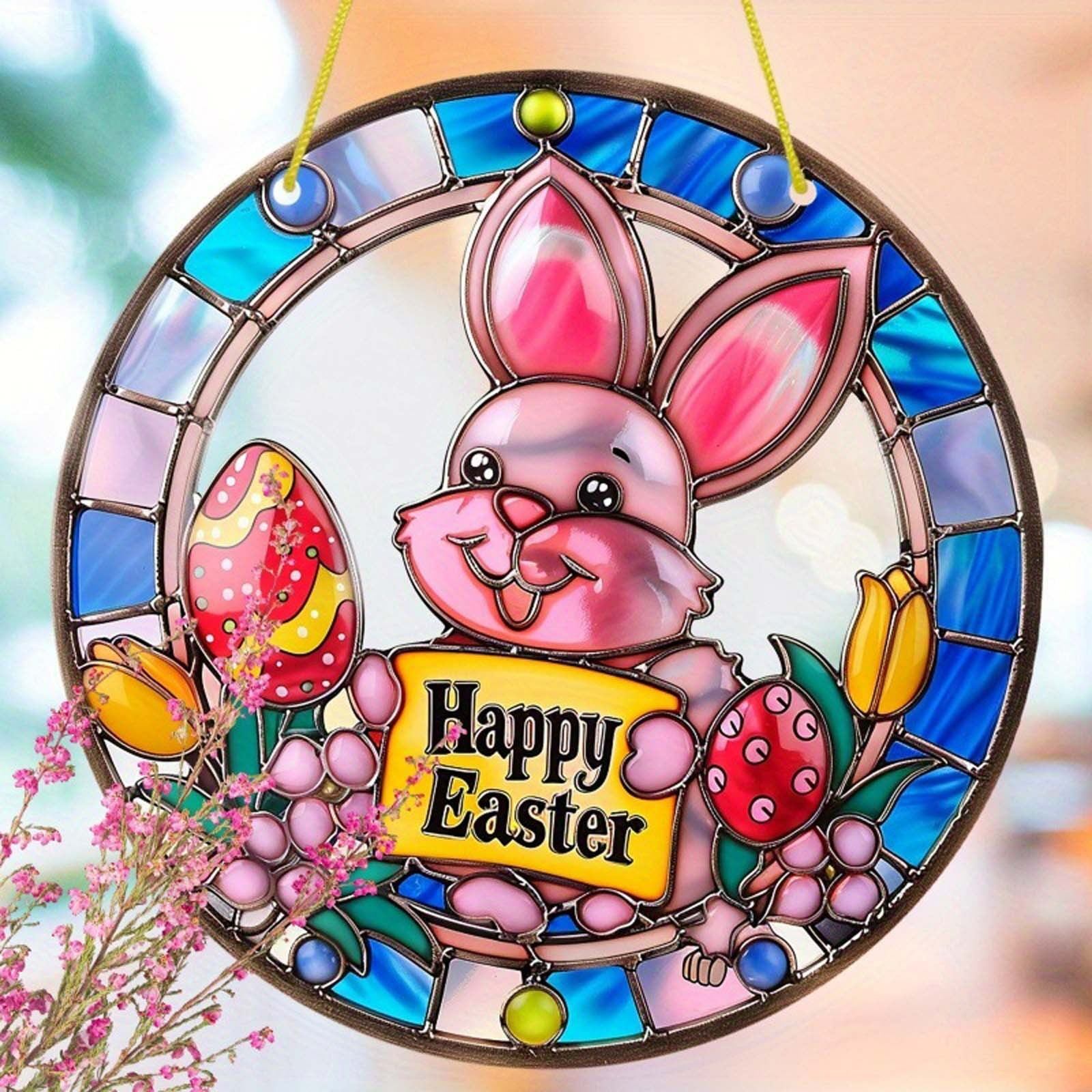 KCGYNP Easter Bunny Stained Glass Suncatcher Clearance,Acrylic ...