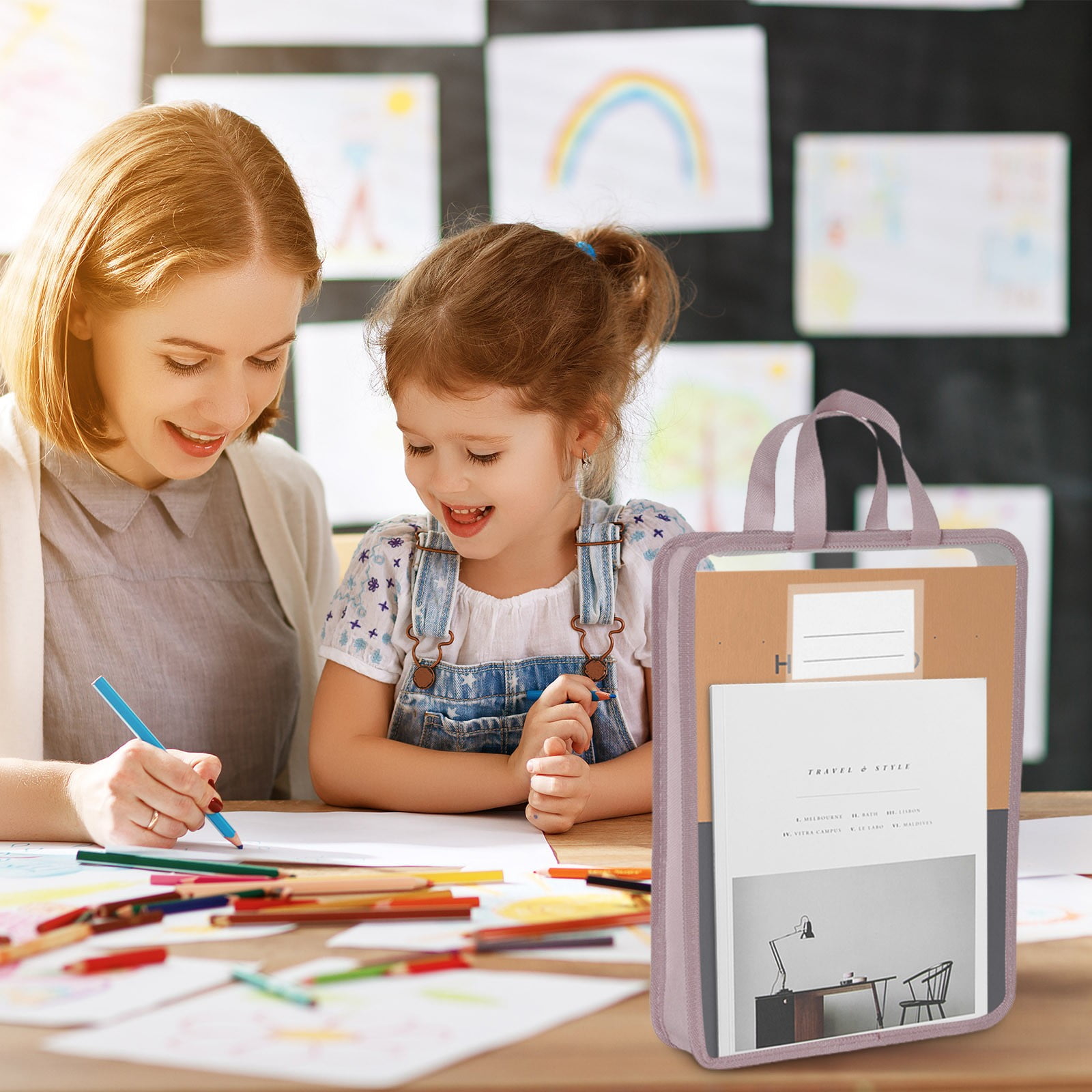 KCGYNP Student Homework Bag,L-Shaped Subject Classification,Transparent ...