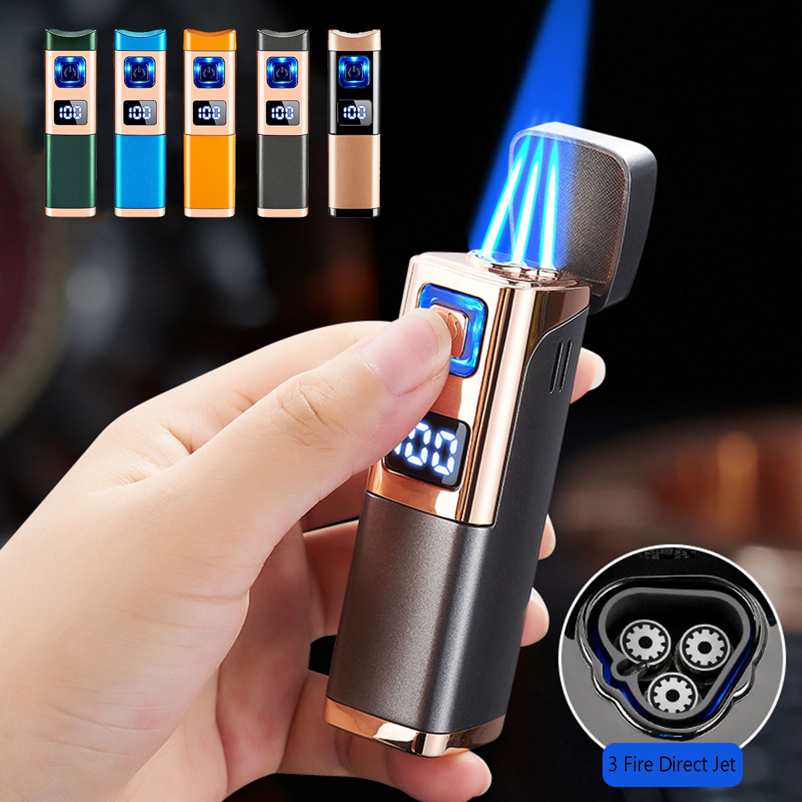 KCGYNP Metal Blue Flame Lighter,Classic Push Switch,Windproof Jet Flame ...