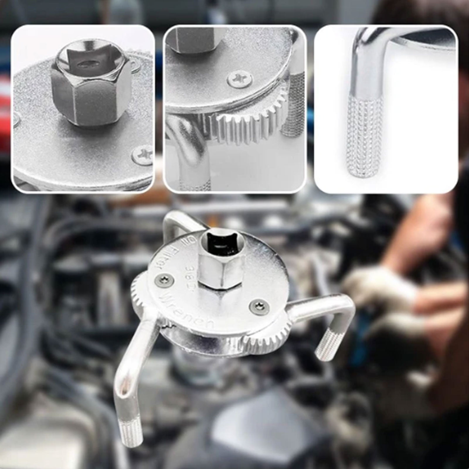 KCGYNP Two-way Oil Filter Wrench-Round Foot Flat Foot Three Claw Filter ...