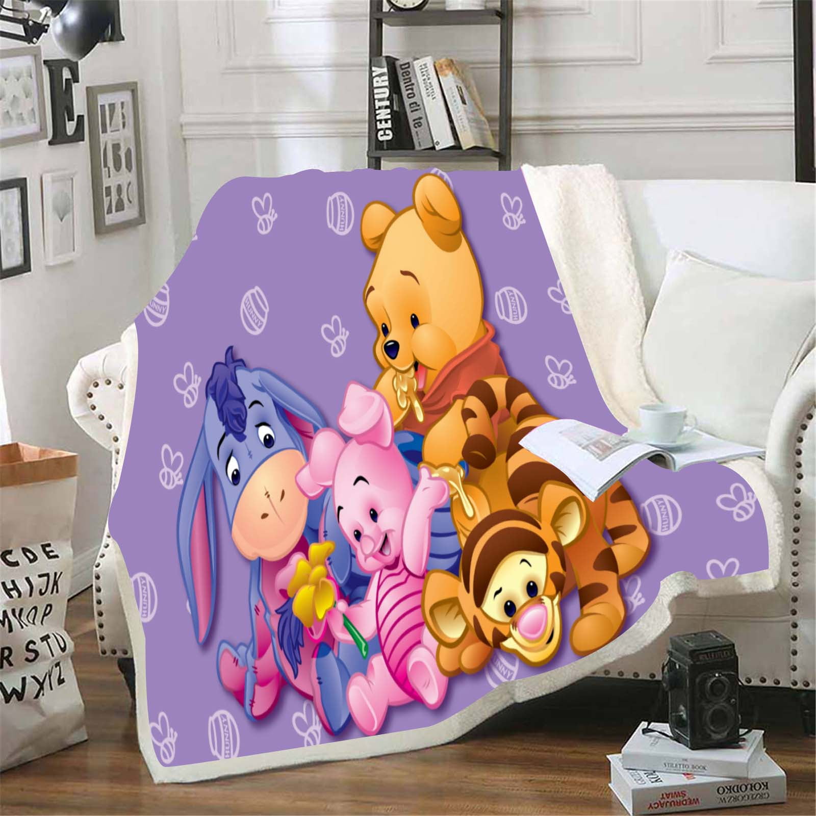 KCKTHDN Cute Blankets Winnie The Pooh Throw Blanket Cartoon Printed Flannel Blanket All Season ...