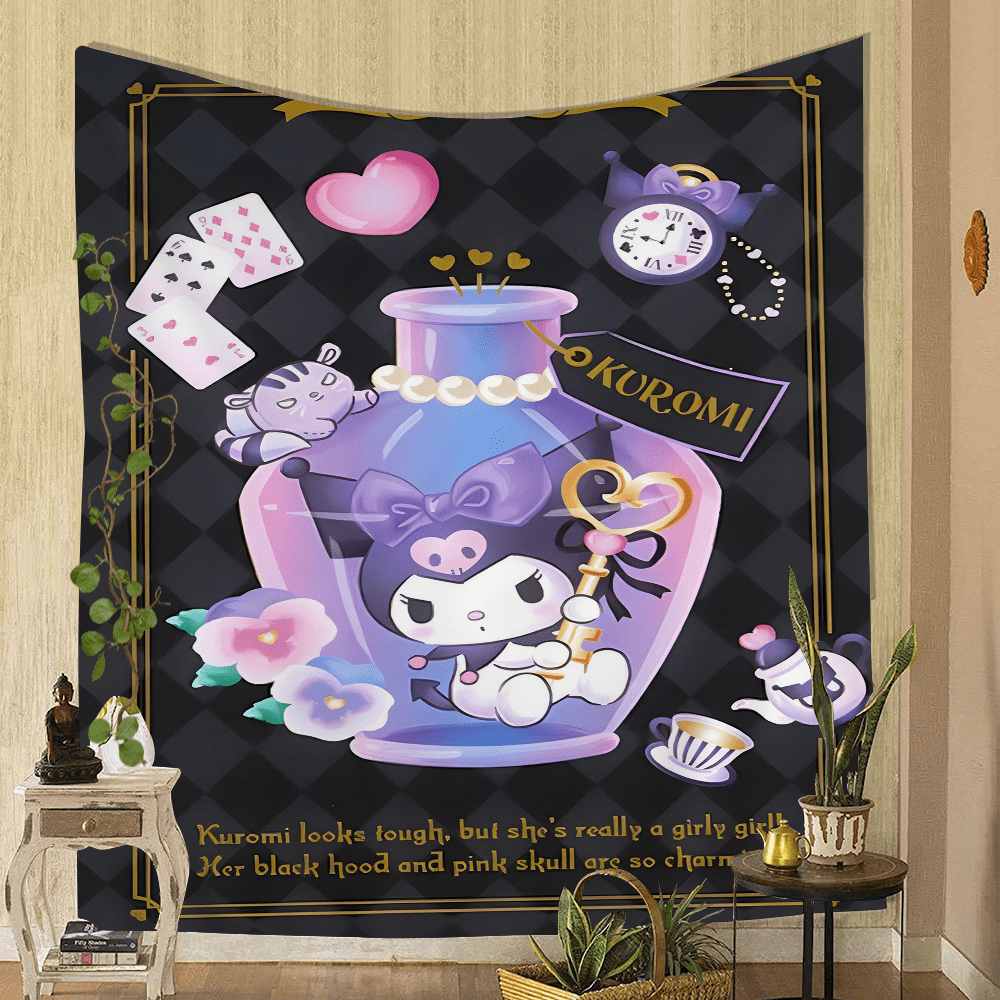 KCKTHDN Cute Kuromi Tapestry Aesthetics Flag Wall Hanging Window Design ...