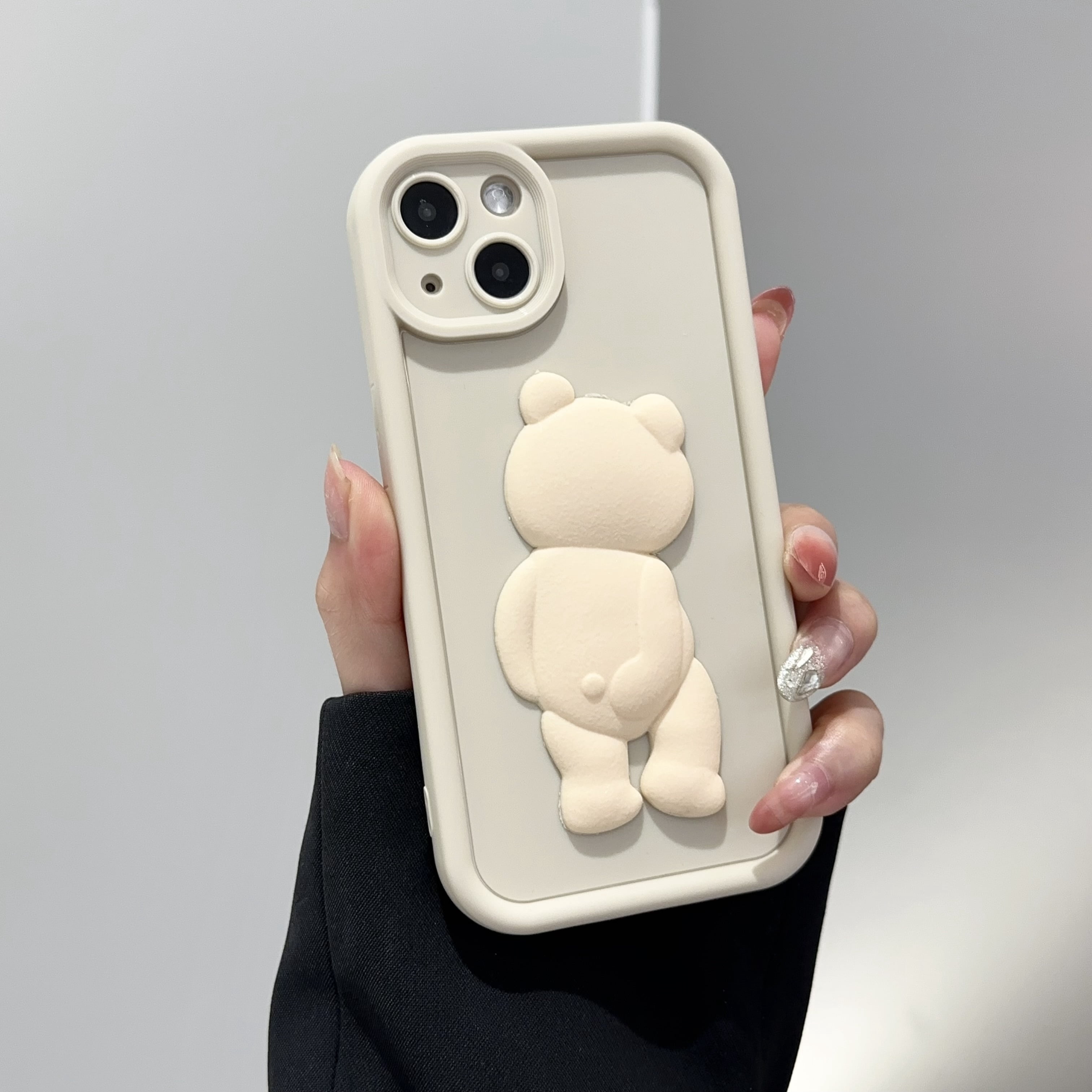 KCKTHDN Simple Emery Covering Butt Bear Premium Sense Transparent Phone ...