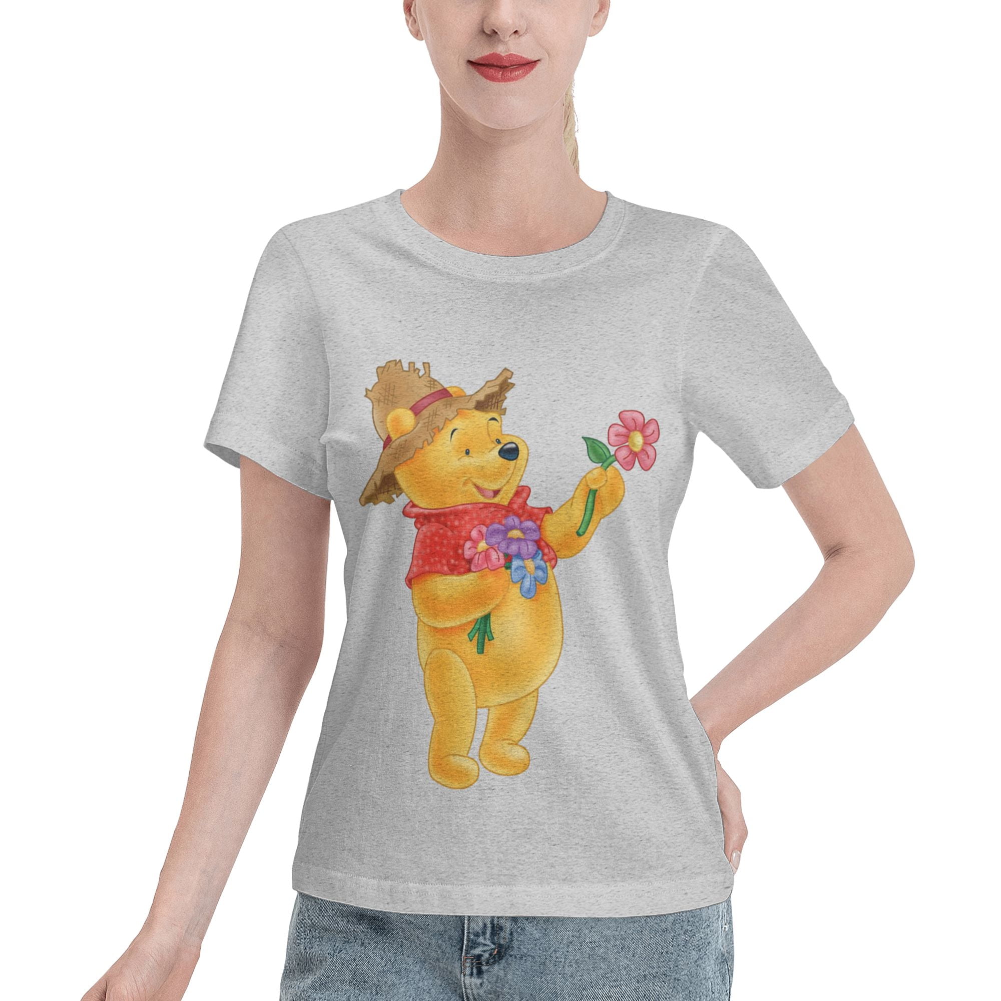 KCKTHDN Women's Shirts Winnie The Pooh Tshirts Classic Crew Neck Short Sleeve T-Shirt Print Tank ...