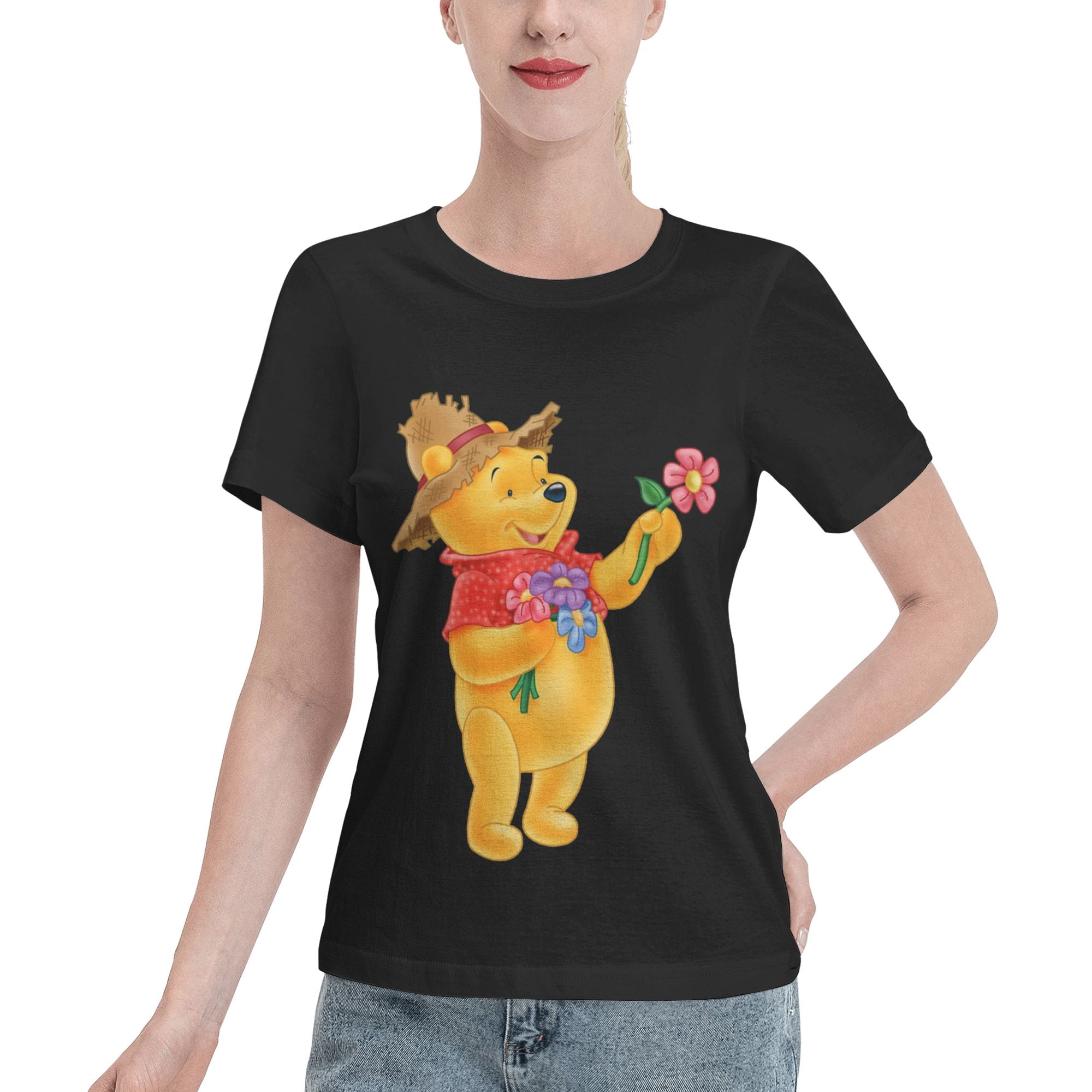 KCKTHDN Women's Shirts Winnie The Pooh Tshirts Classic Crew Neck Short Sleeve T-Shirt Print Tank ...