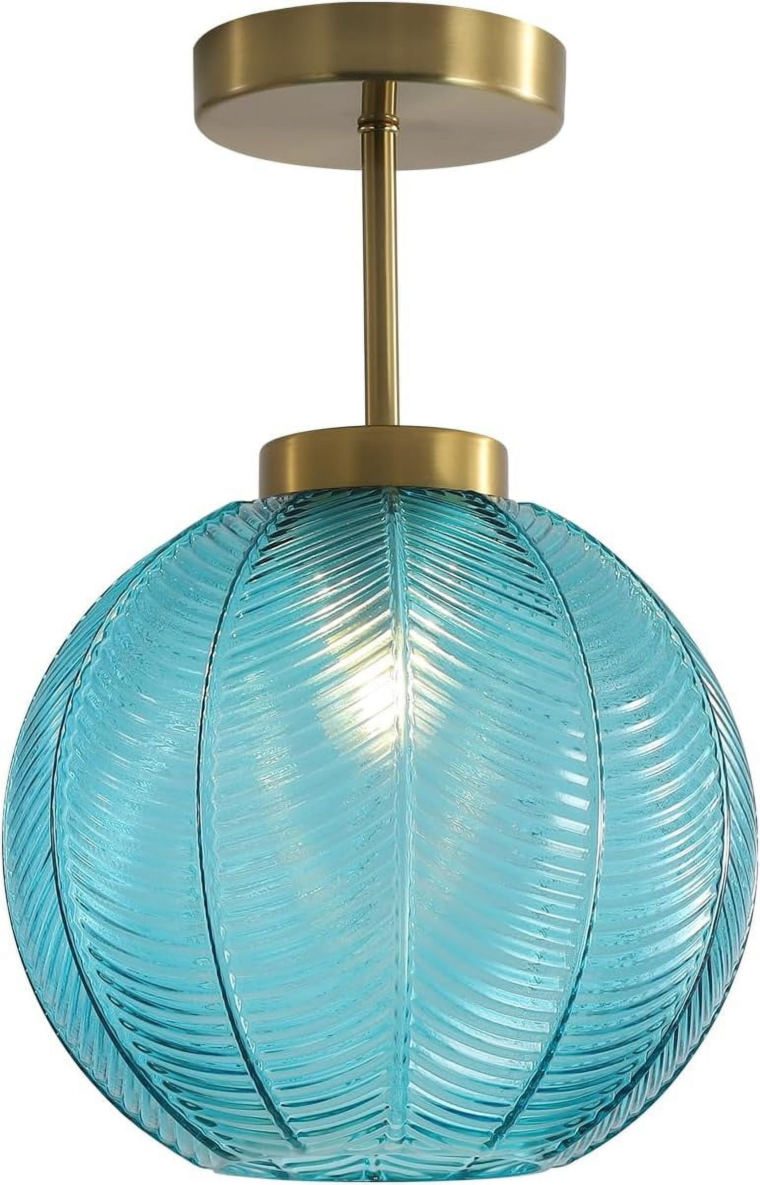 KCO Lighting Blue Glass Ceiling Light Small Globe Flush Mount & Semi ...