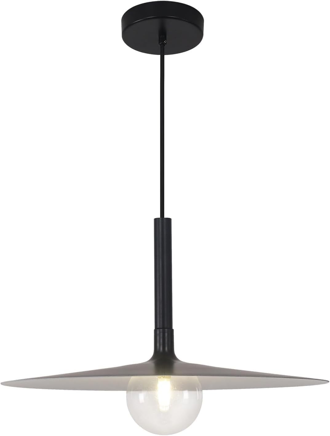 KCO Lighting Matte Black Dome Pendant Light Industrial Barn Pendant ...