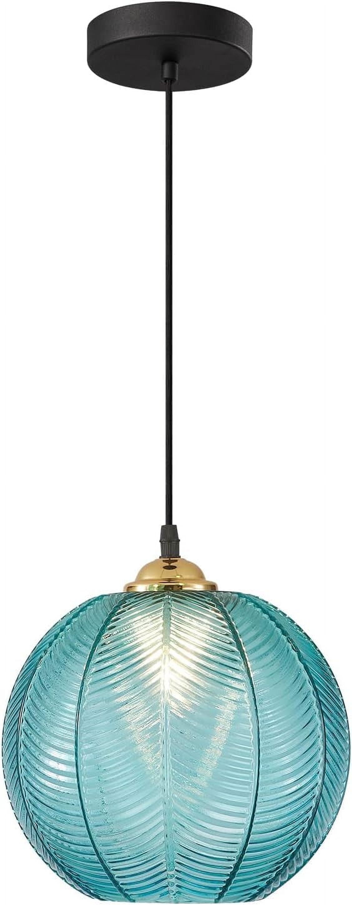 KCO Lighting Mid Century Modern Blue Glass Pendant Light Large Globe ...