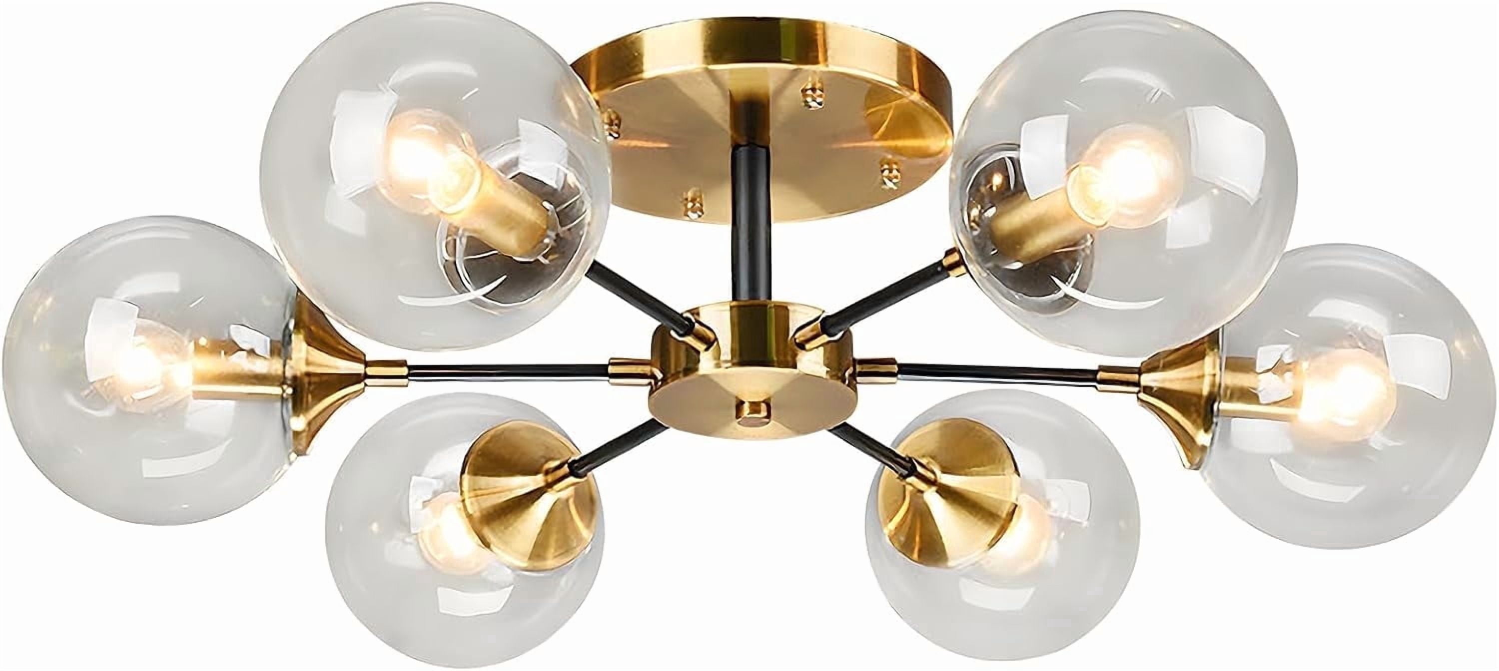 KCO Lighting Mid Century Modern Gold Ceiling Lighting 6-Light Clear ...
