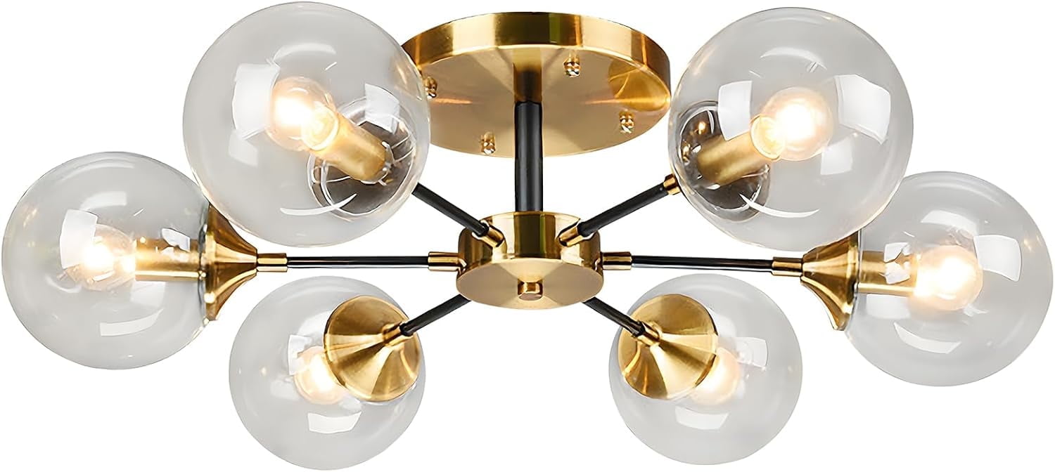 KCO Lighting Mid Century Modern Gold Ceiling Lighting Fixture 6-Light ...