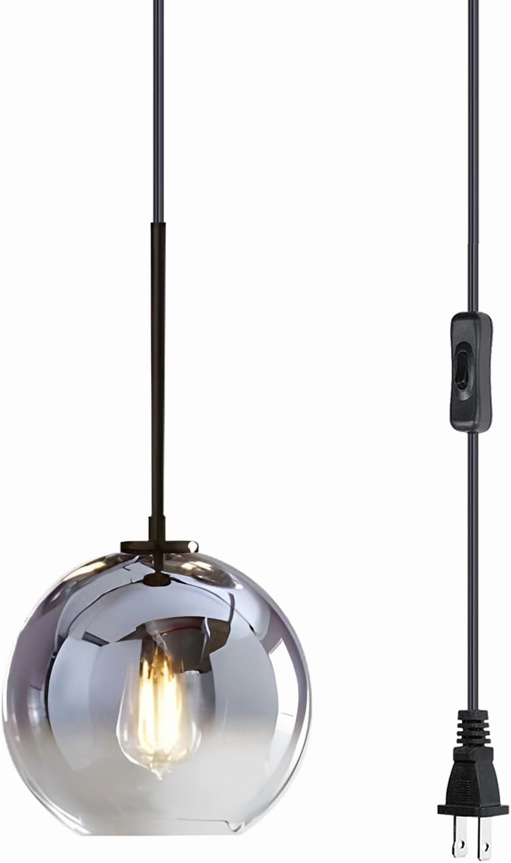 KCO Lighting Plug in Hanging Light Fixture Mercury Glass Pendant Lights ...