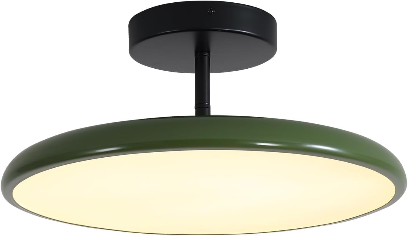 KCO Lighting Vintage Green Ceiling Light Contemporary Black Metal Flush Mount Mid Century Modern ...