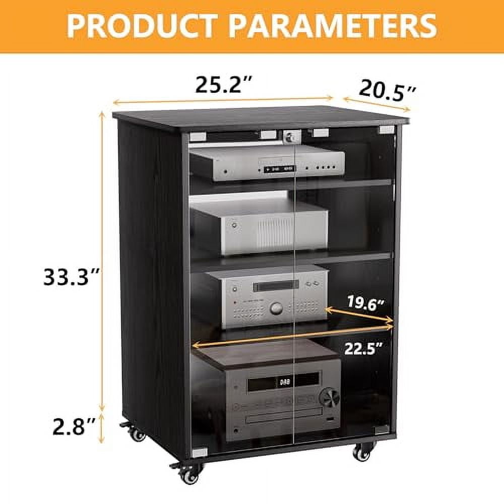 KCRET Media Storage Cabinet, Audio Video Media Stand Cabinet with 4 ...
