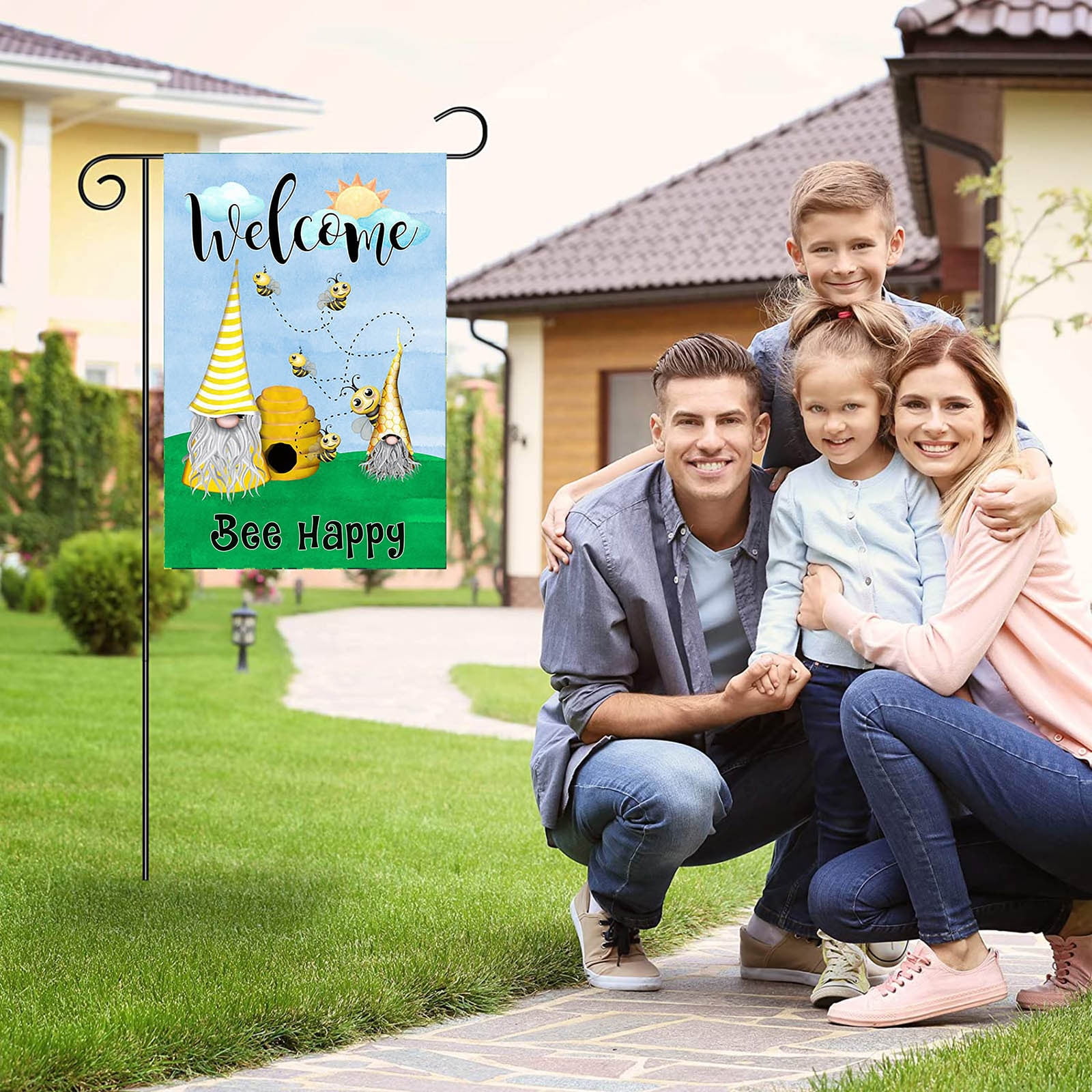 KCRQLQW Bee Welcome Garden Flag Double Side Printing Outdoor Sign ...