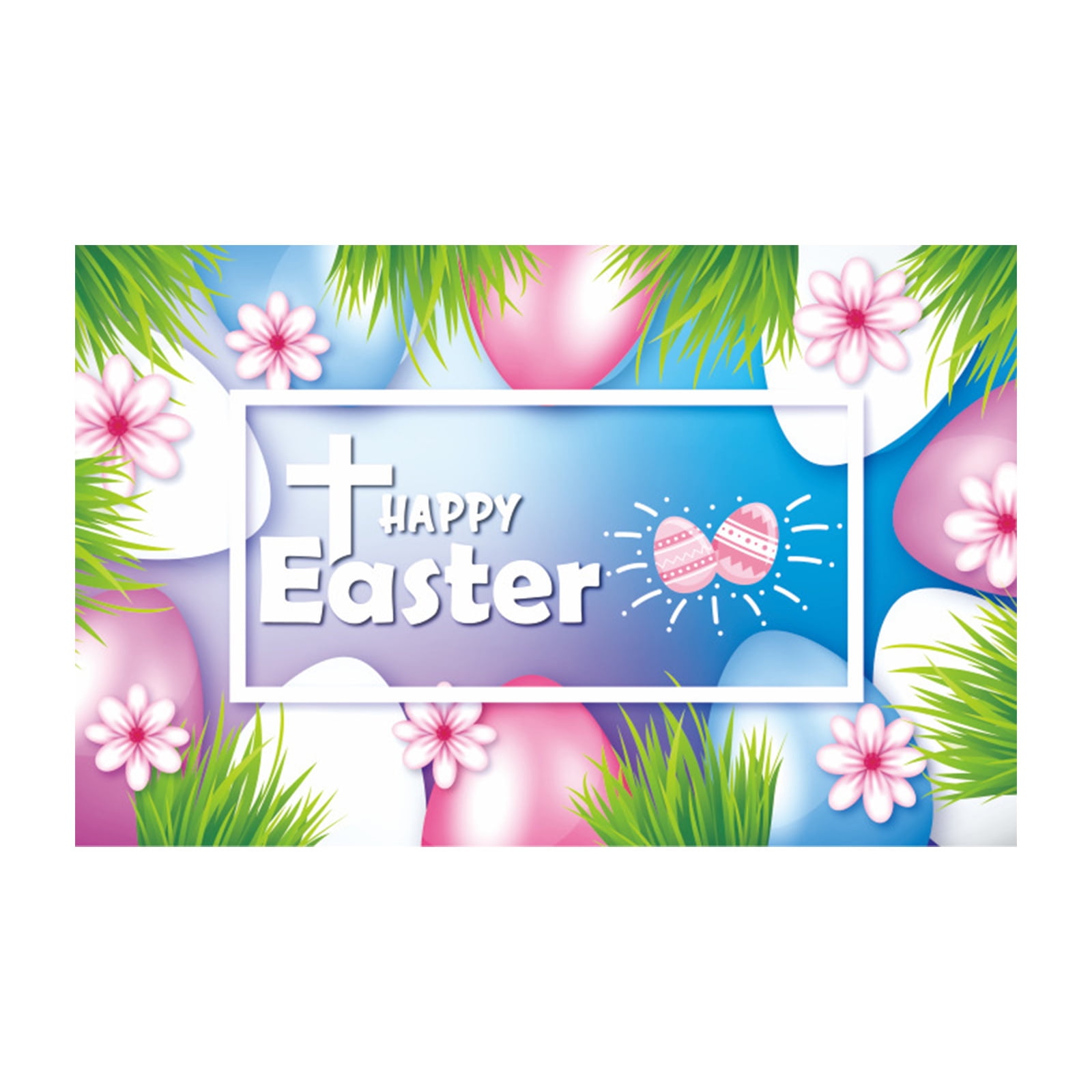 KCRQLQW Easter Banner Holiday Decorations Egg Bunny Flag Background ...