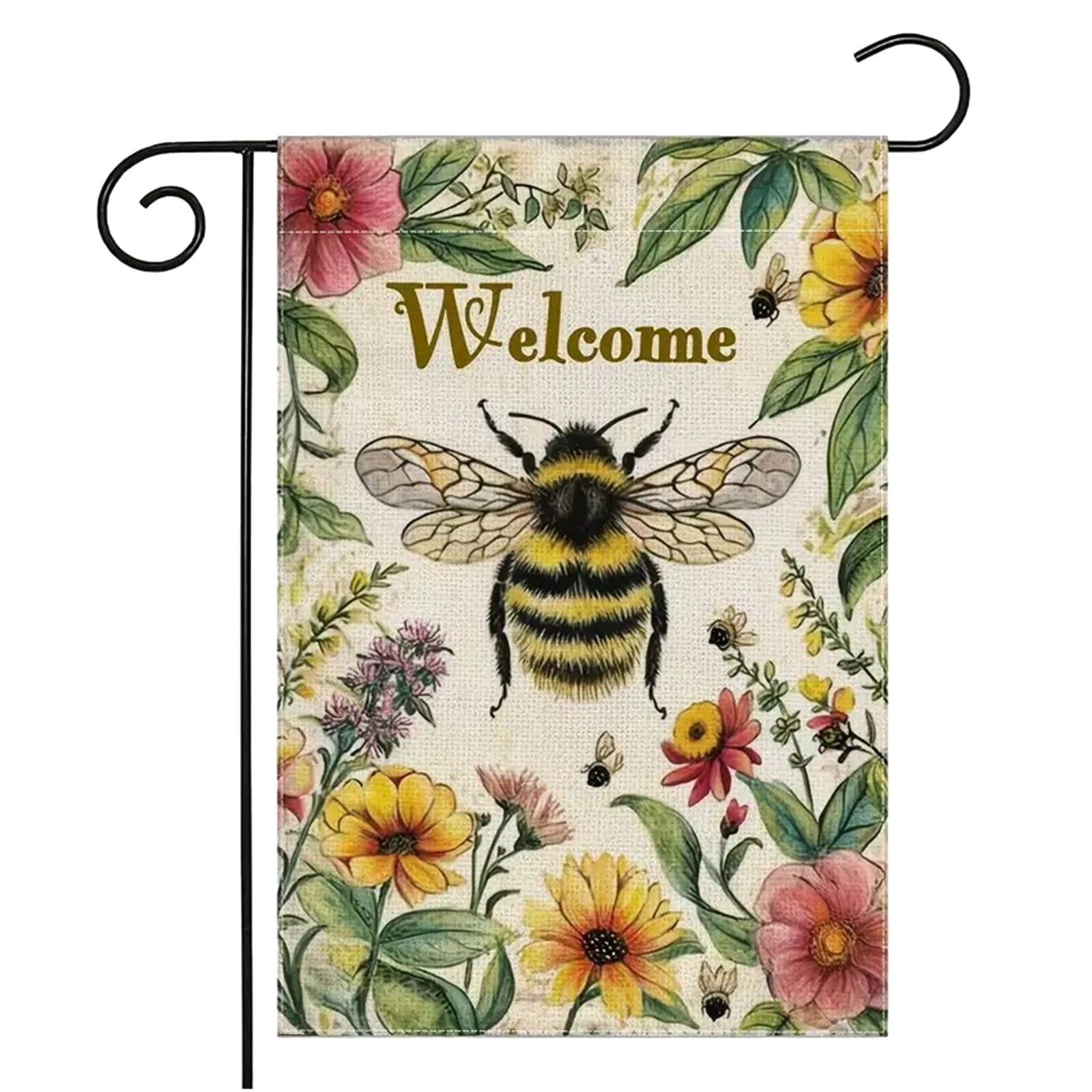 KCRQLQW Flower Garden Flags Welcome Floral Garden Party Decorations In ...