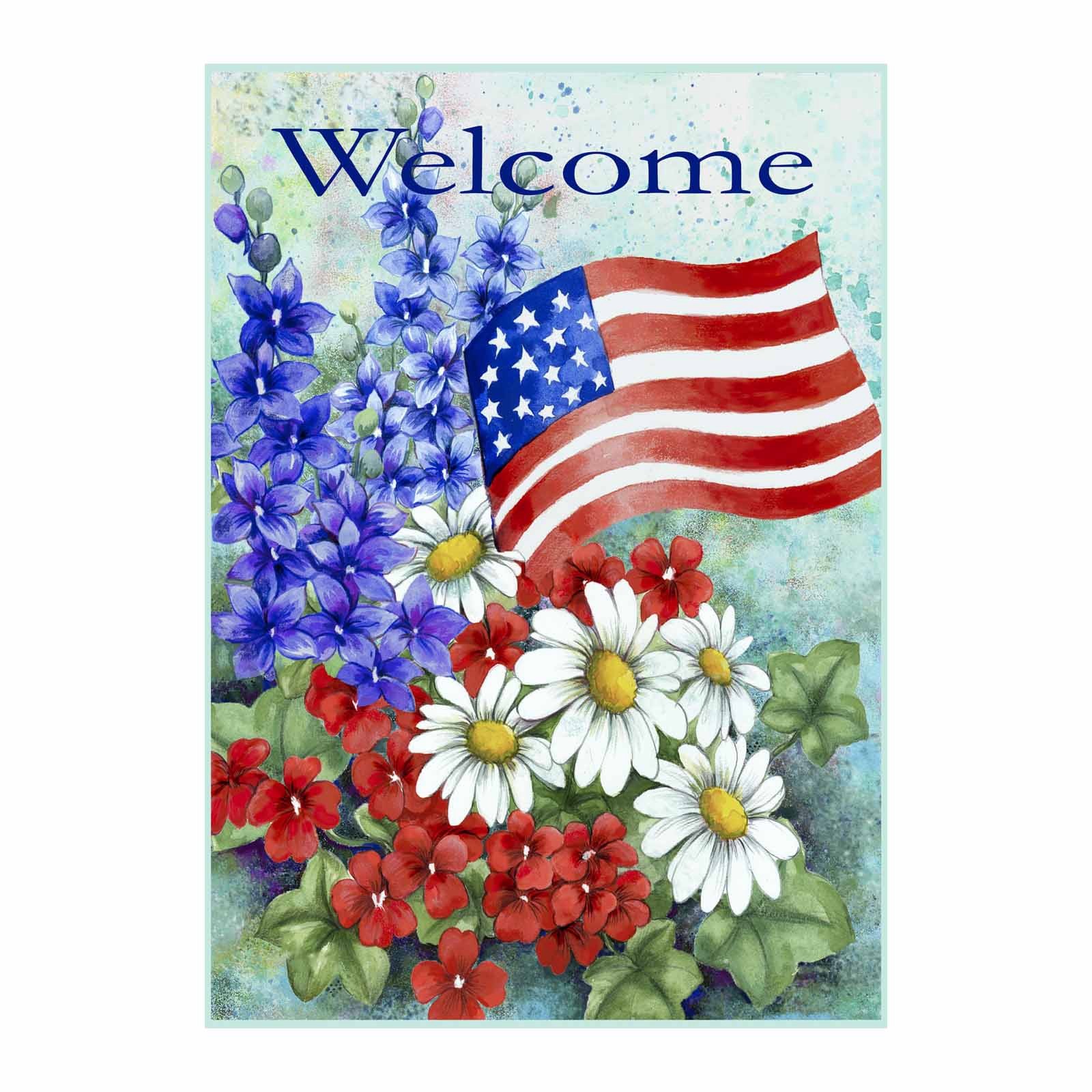 KCRQLQW Patriotic Welcome Flower Patriotic Flag Double Sided Outdoor ...