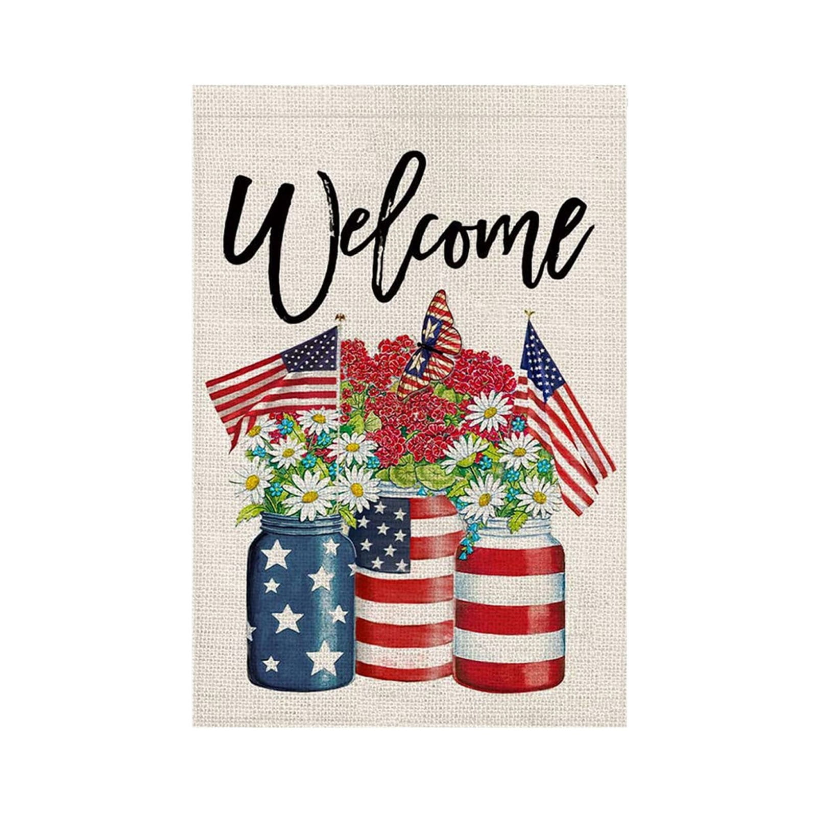 KCRQLQW Welcome Garden Flags 12x18 Inch Double Yard Flags Spring Summer ...