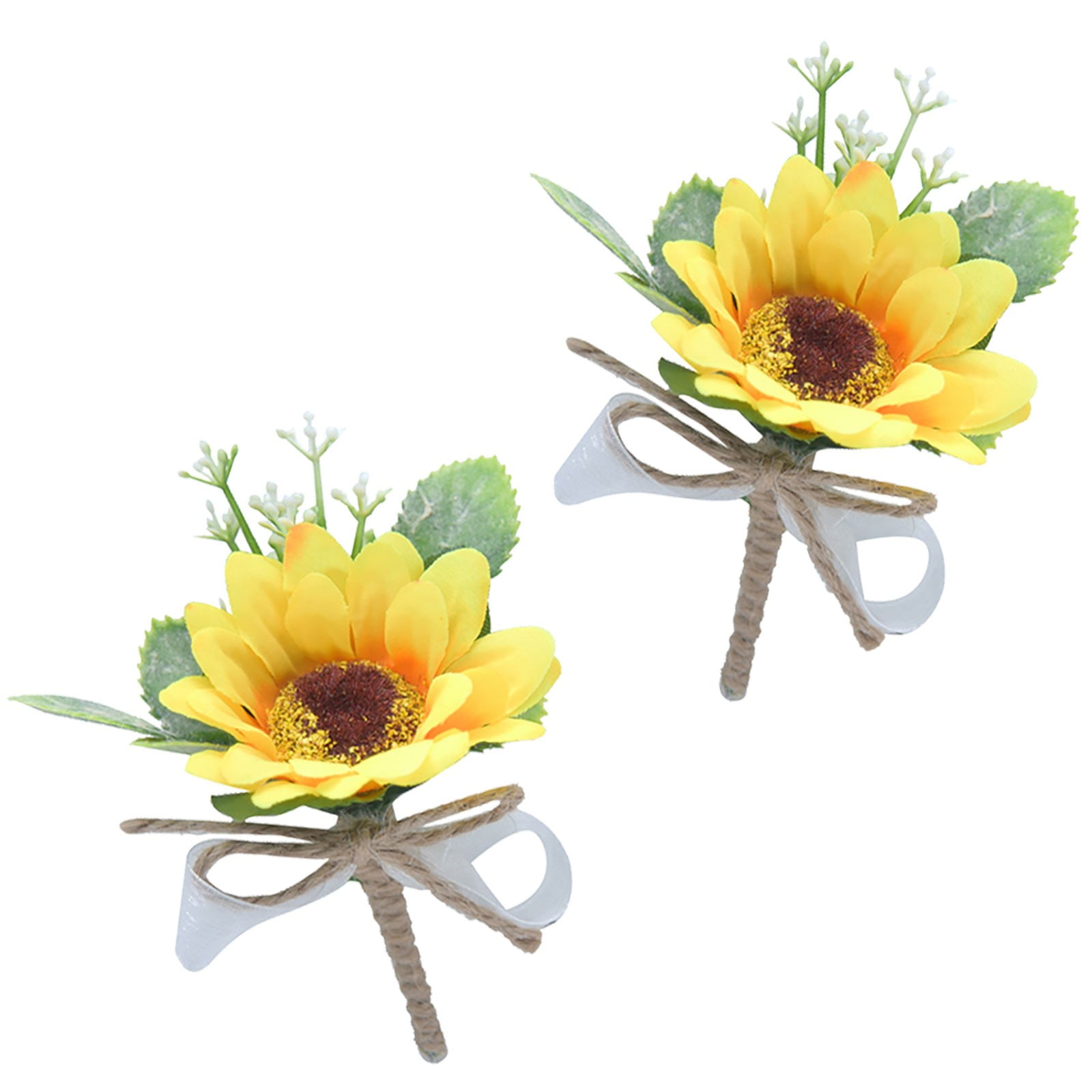 KCZQLHM 2pcs Sunflower Boutonniere For Men Wedding Yellow Groom ...