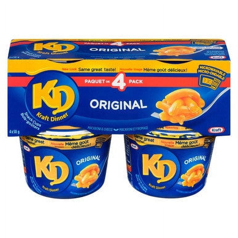 KD KRAFT DINNER Snack Cups - Original Macaroni & Cheese 58g,4ct ...
