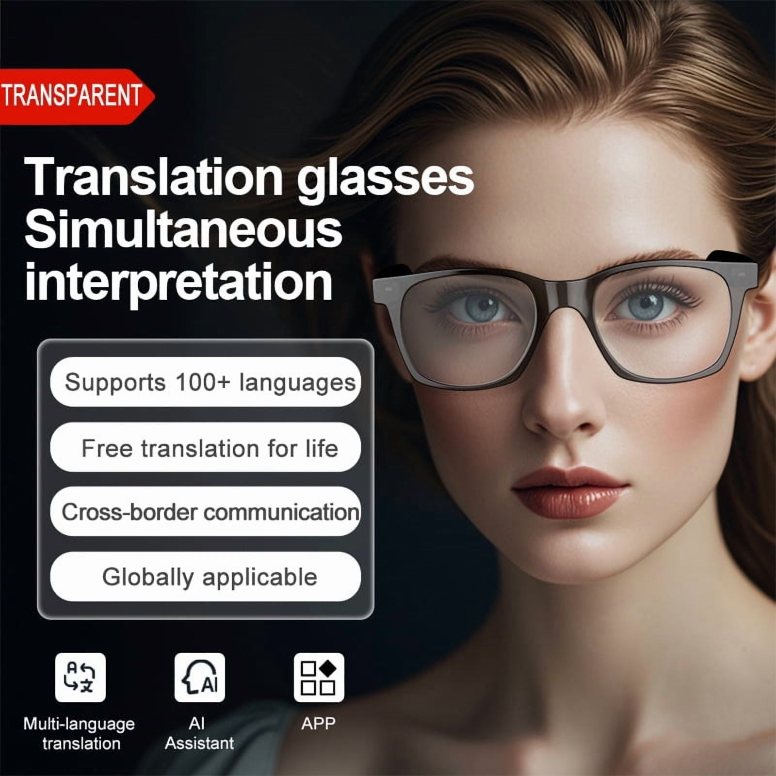 KD1 A11 Multi-Language AI Translation Smart Glasses - Bluetooth Cycling ...