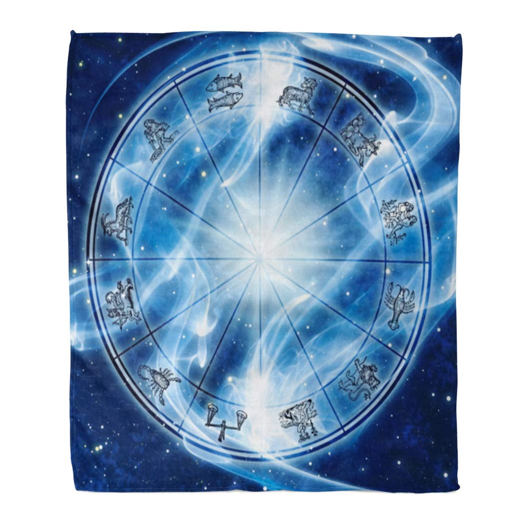 KDAGR 58x80 inch Super Soft Throw Blanket Blue Symbols Astrology Chart ...
