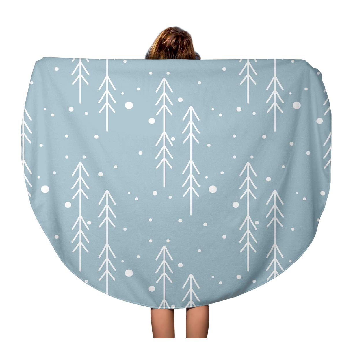 KDAGR 60 inch Round Beach Towel Blanket Blue Scandinavian Pattern ...