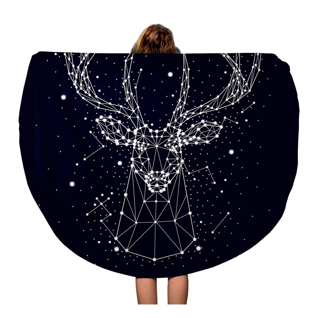 KDAGR 60 inch Round Beach Towel Blanket Blue Tattoo Starry Sky ...
