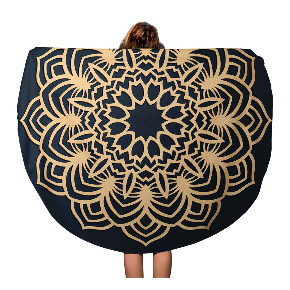 KDAGR 60 inch Round Beach Towel Blanket Bohemian Laser Cutting Mandala ...