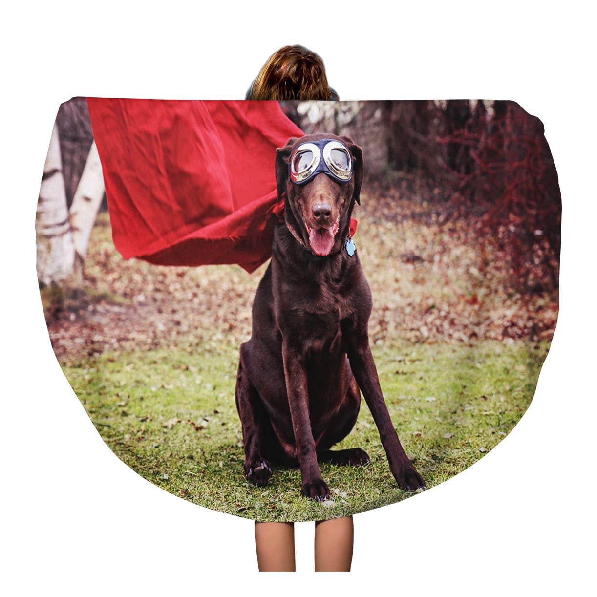 KDAGR 60 inch Round Beach Towel Blanket Chocolate Labrador Retriever ...