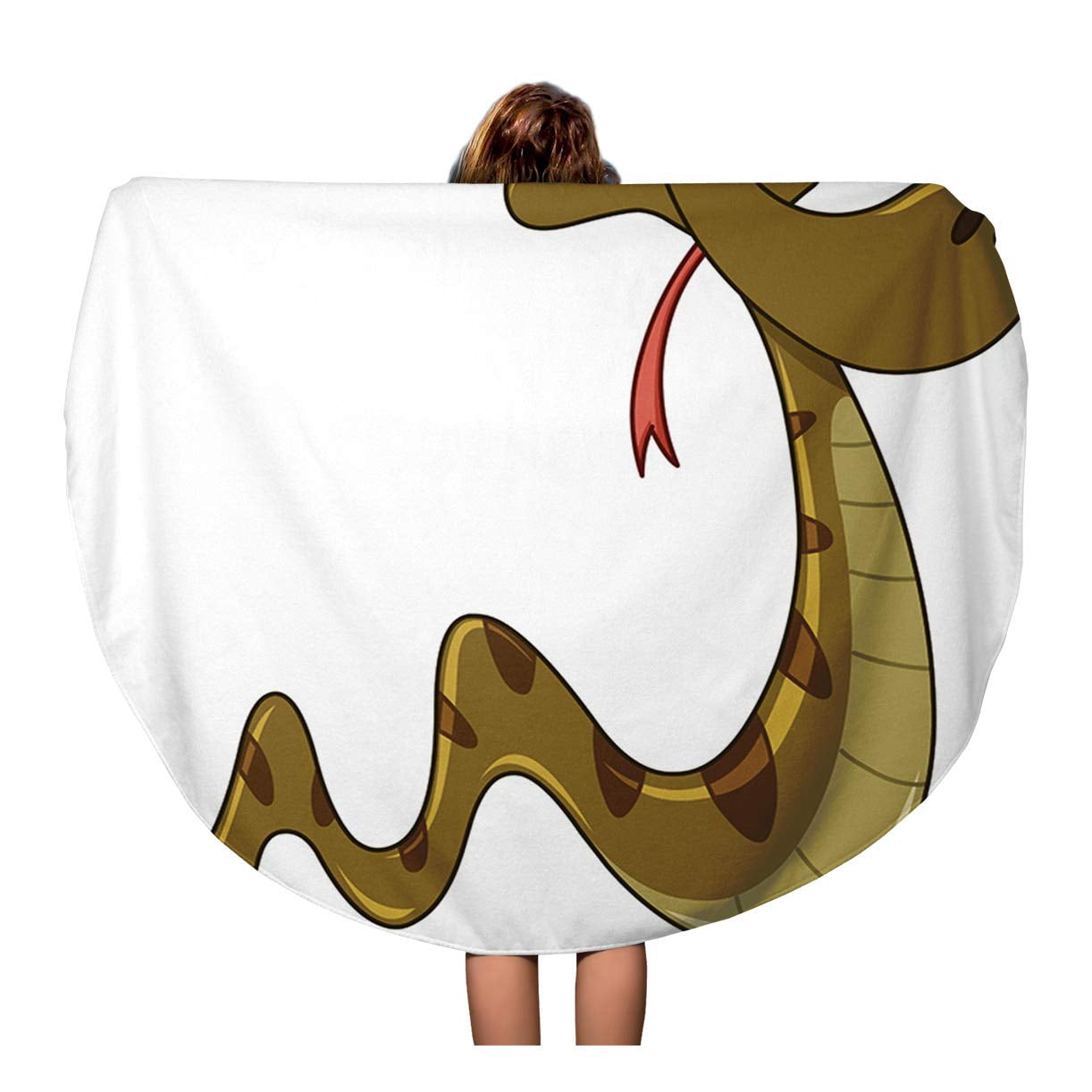 KDAGR 60 inch Round Beach Towel Blanket Green Cobra Smiling Snake ...