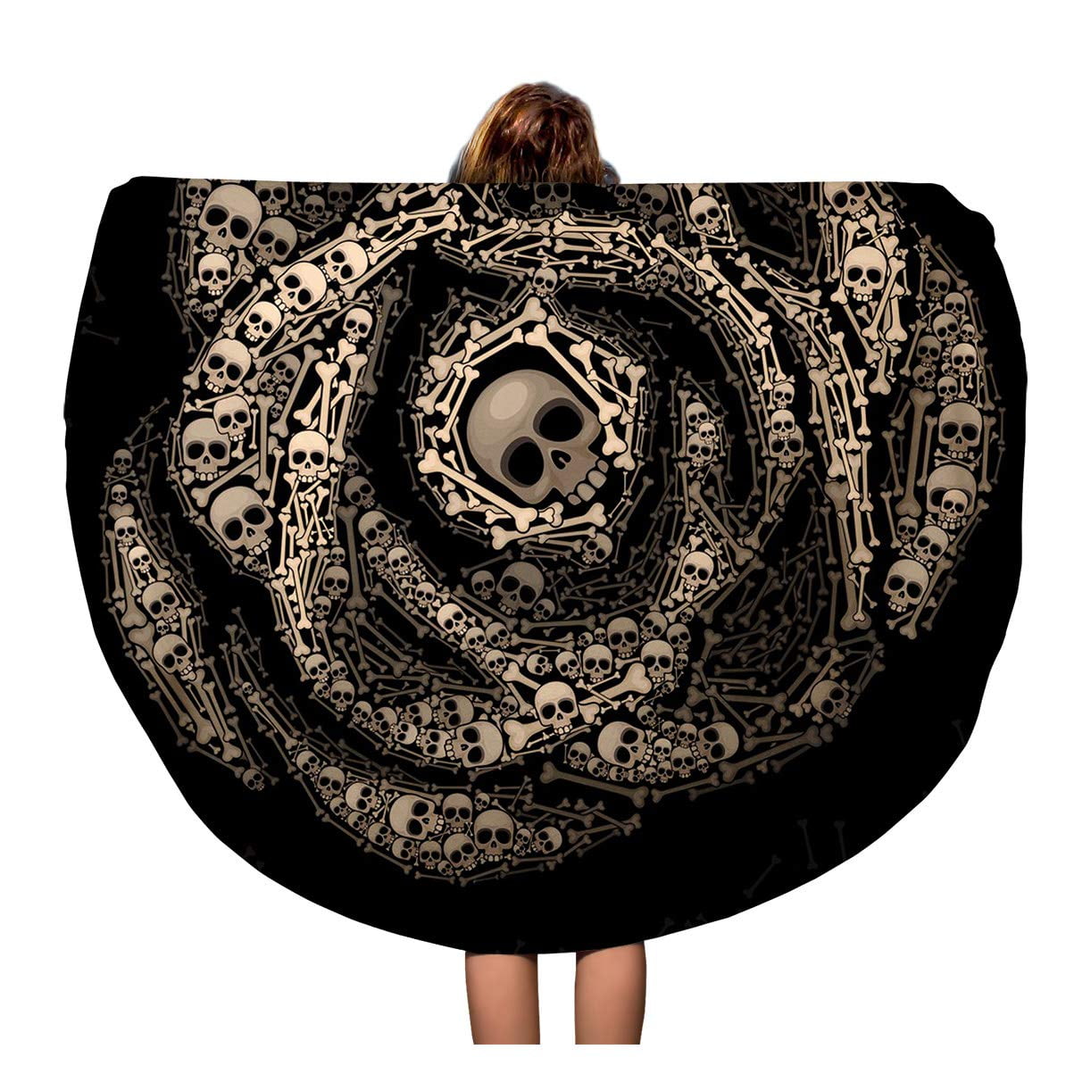 KDAGR 60 inch Round Beach Towel Blanket Rose Consist of Skulls and ...