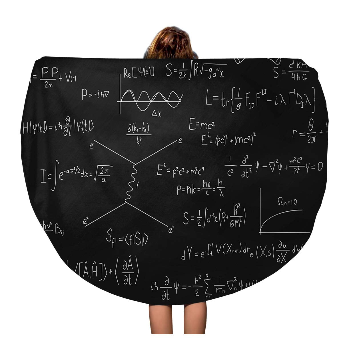 KDAGR 60 inch Round Beach Towel Blanket Science Blackboard Math Real ...
