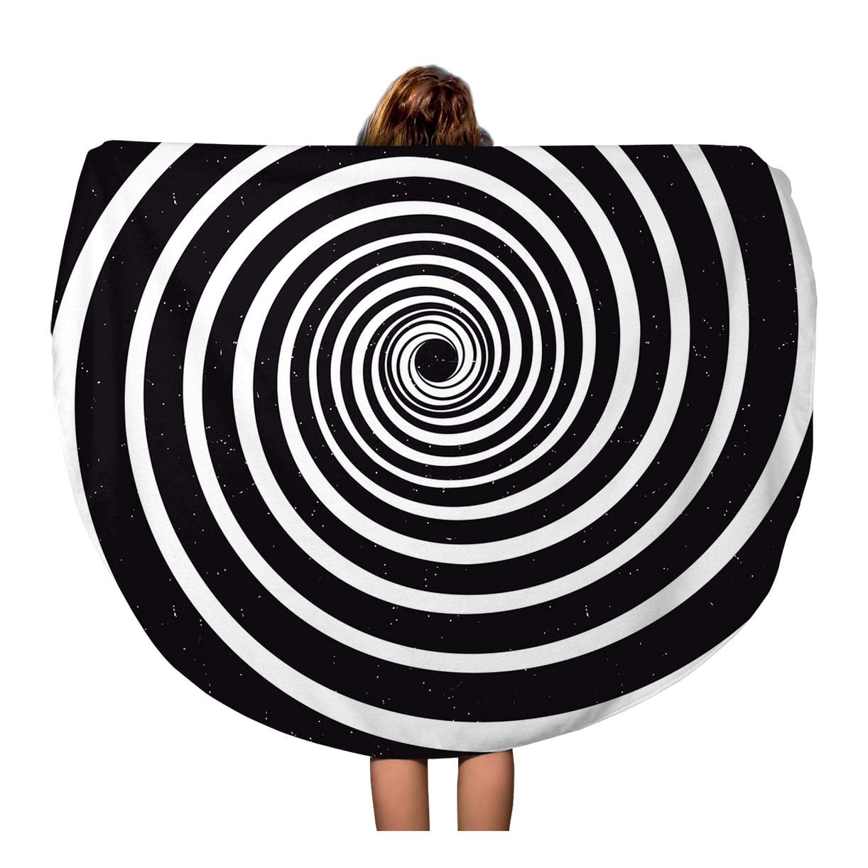 KDAGR 60 inch Round Beach Towel Blanket Swirl Spiral Optical Abstract ...