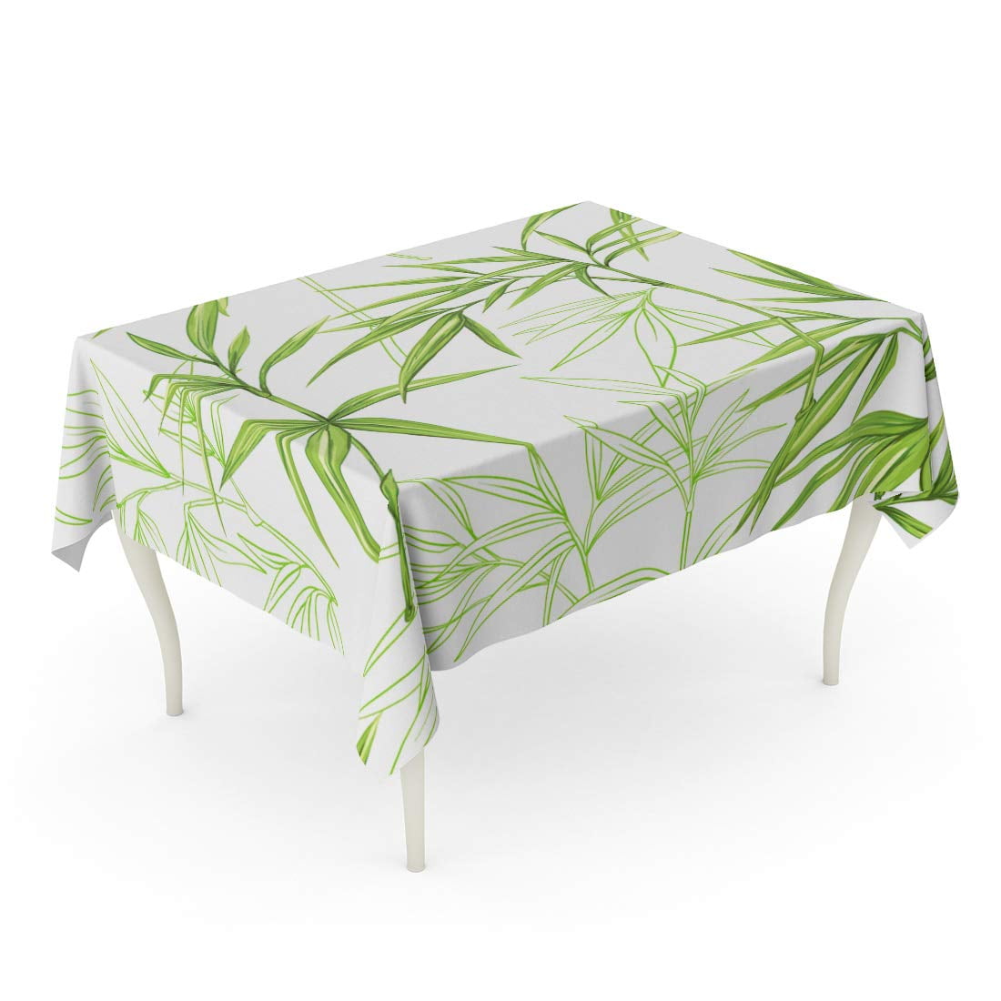 KDAGR Beige Leaf Exotic Pattern with Green Tropical Leaves on White ...